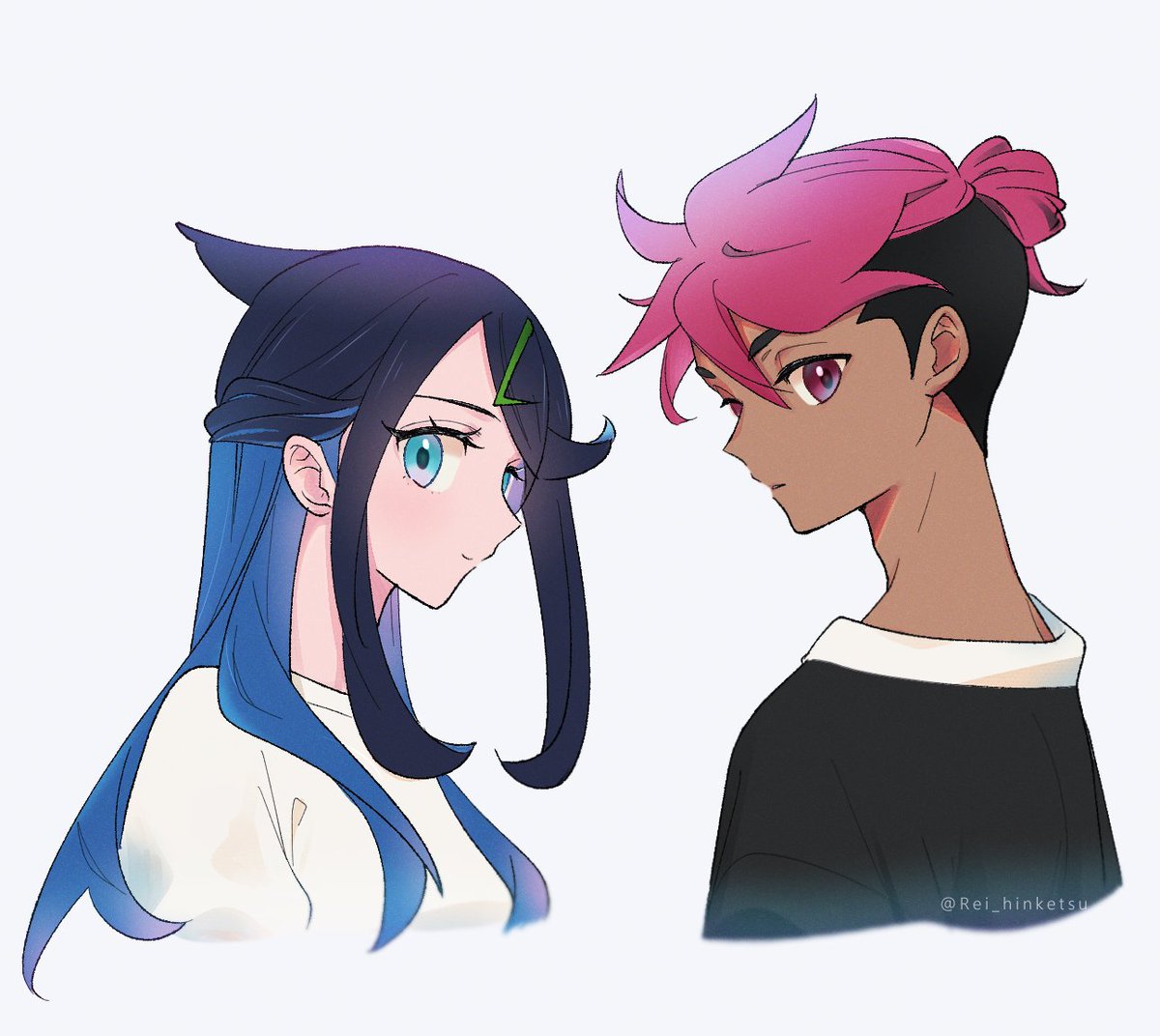 The Big ImageBoard (TBIB) - 1boy 1girl aged up aqua eyes black hair ...