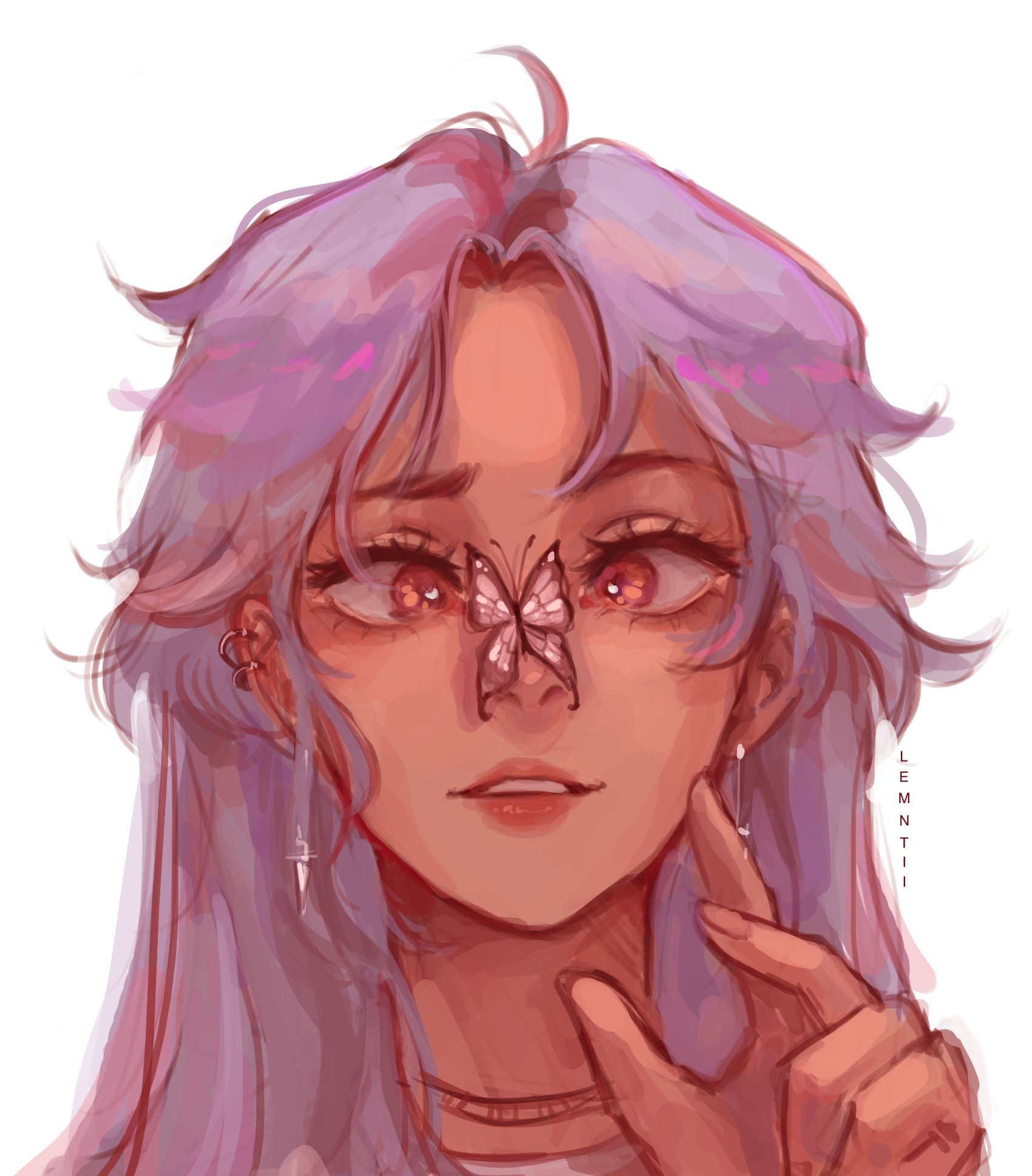 The Big ImageBoard (TBIB) - 1girl animal artist name bug butterfly butterfly on nose cross-eyed ...