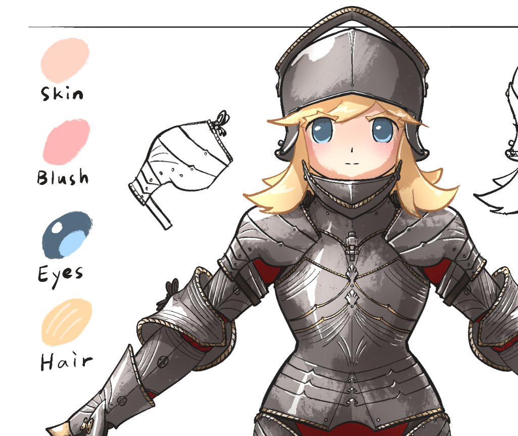 The Big ImageBoard (TBIB) - 1girl armor bevor blonde hair blue eyes breastplate color guide ...