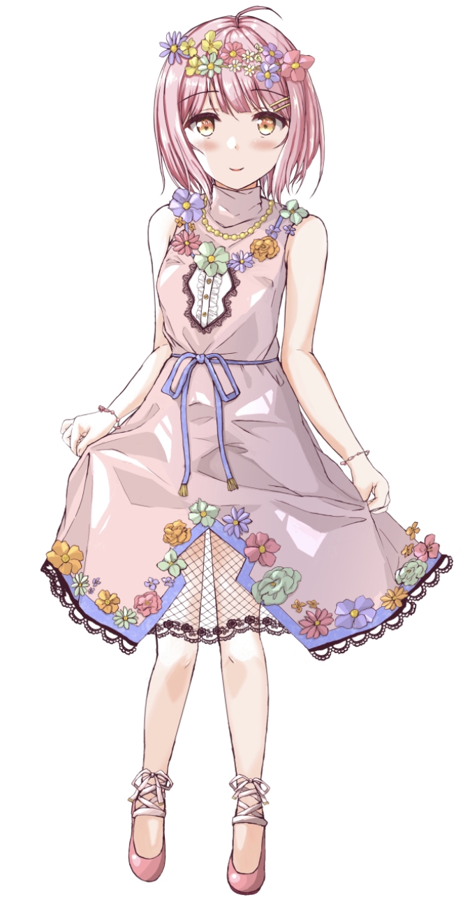 The Big ImageBoard (TBIB) - 1girl ahoge bare shoulders blue flower blush breasts closed mouth ...