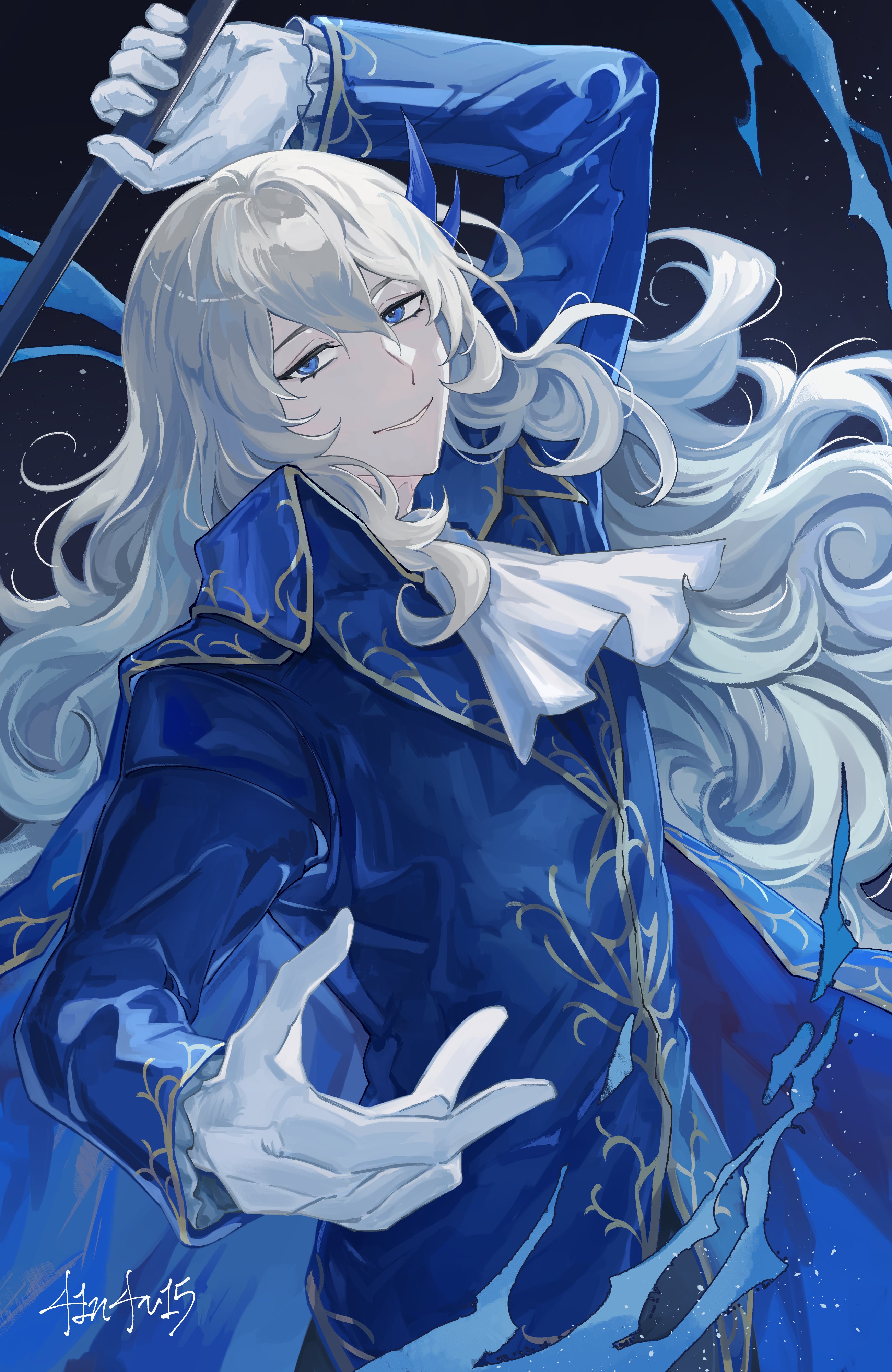 The Big ImageBoard (TBIB) - 1boy absurdres ain (41n4v15) argalia (project moon) arm up black ...