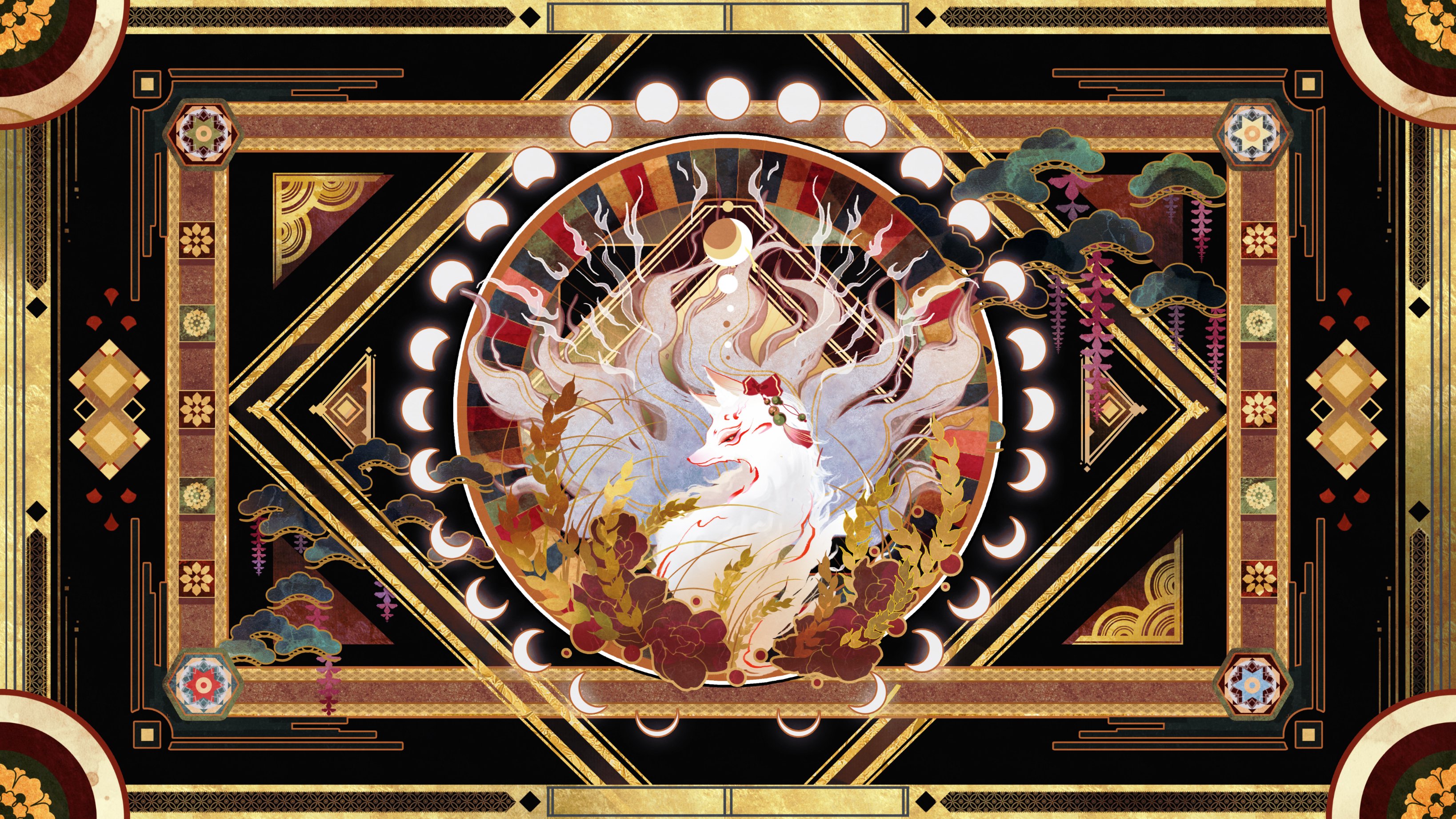 The Big ImageBoard (TBIB) - abstract absurdres animal focus black background bow crescent moon ...