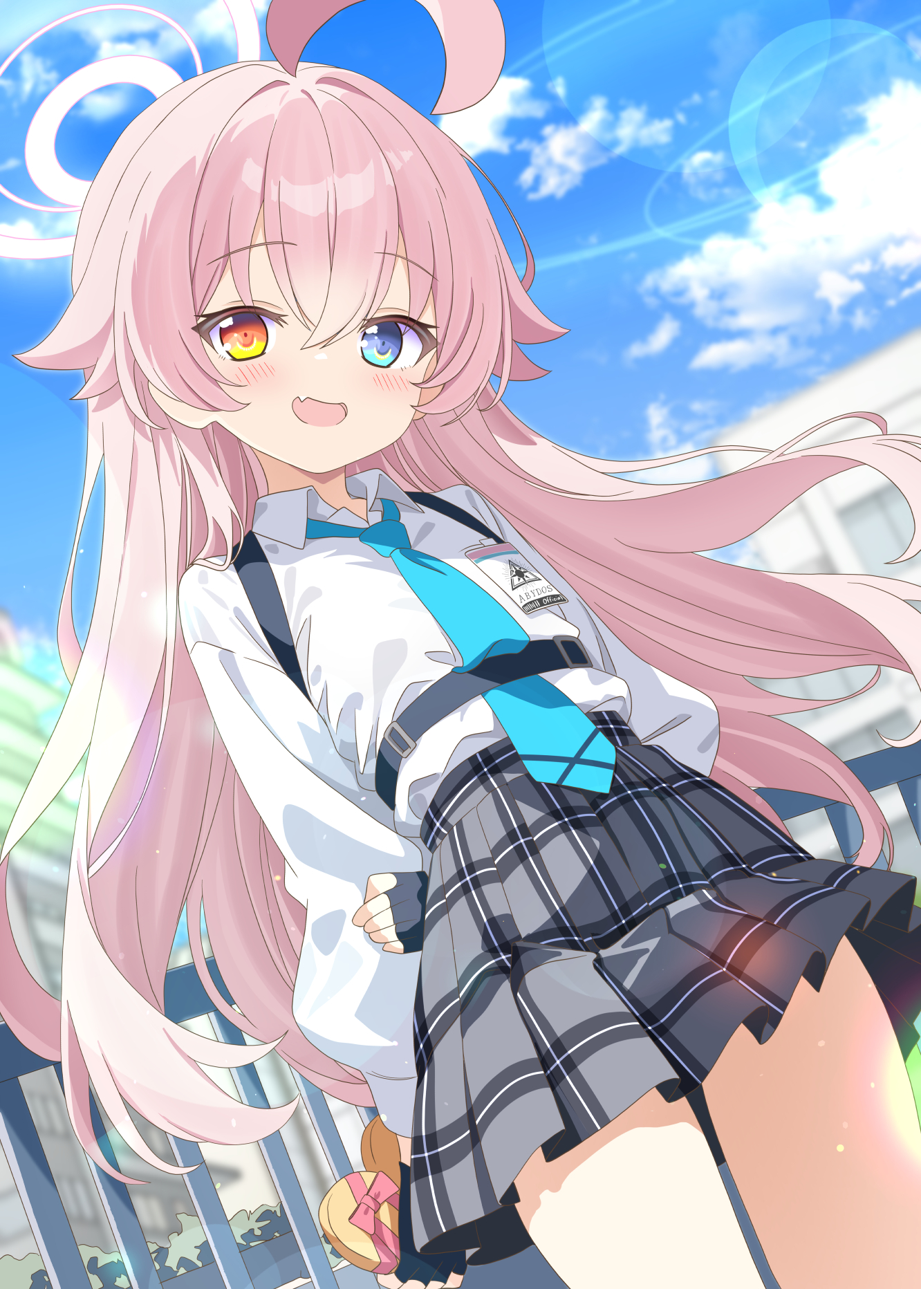 The Big ImageBoard (TBIB) - 1girl :d abydos high school logo ahoge arm behind back aruka (alka ...