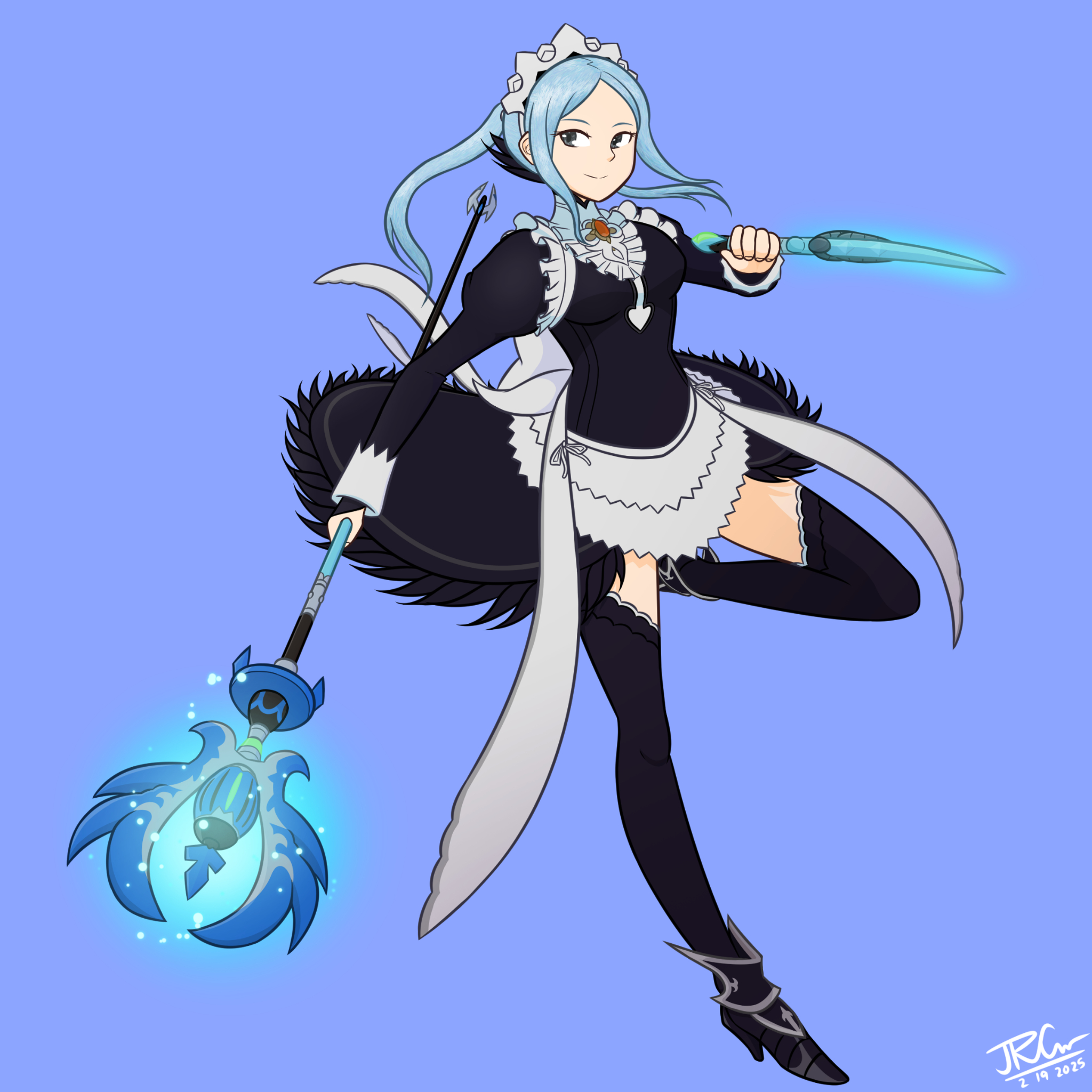 The Big ImageBoard (TBIB) - 1girl apron blue eyes blue hair bridal ...