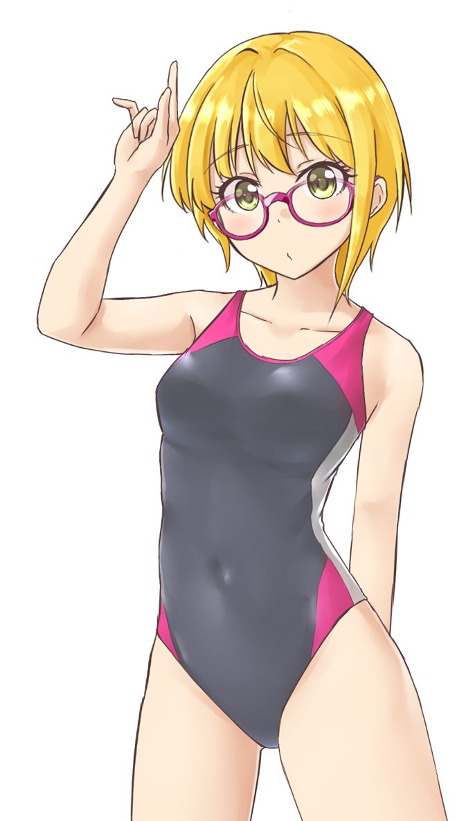 The Big Imageboard Tbib Aimobake Bespectacled Black Swimsuit Blonde