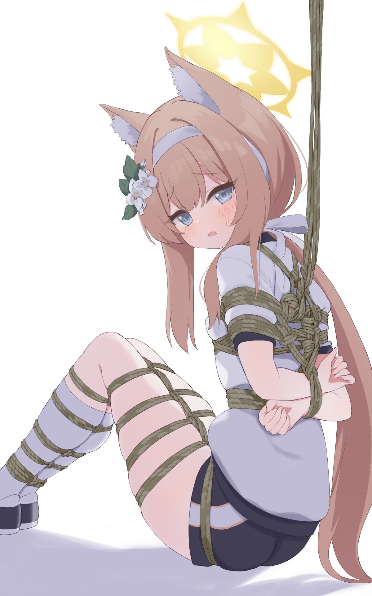 The Big ImageBoard (TBIB) - 1girl animal ear fluff animal ears arms behind back bdsm blue ...