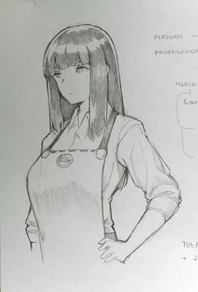 The Big Imageboard Tbib 1girl Apron Bangs Black Eyes Black Hair