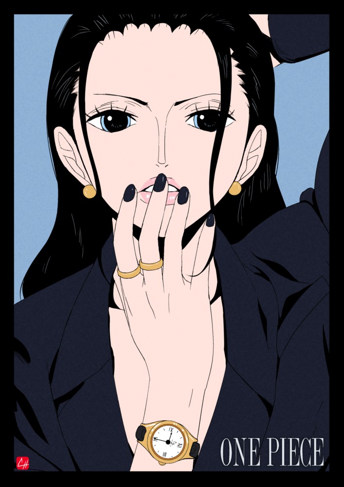 The Big ImageBoard (TBIB) - black hair black nails blue eyes earrings ...