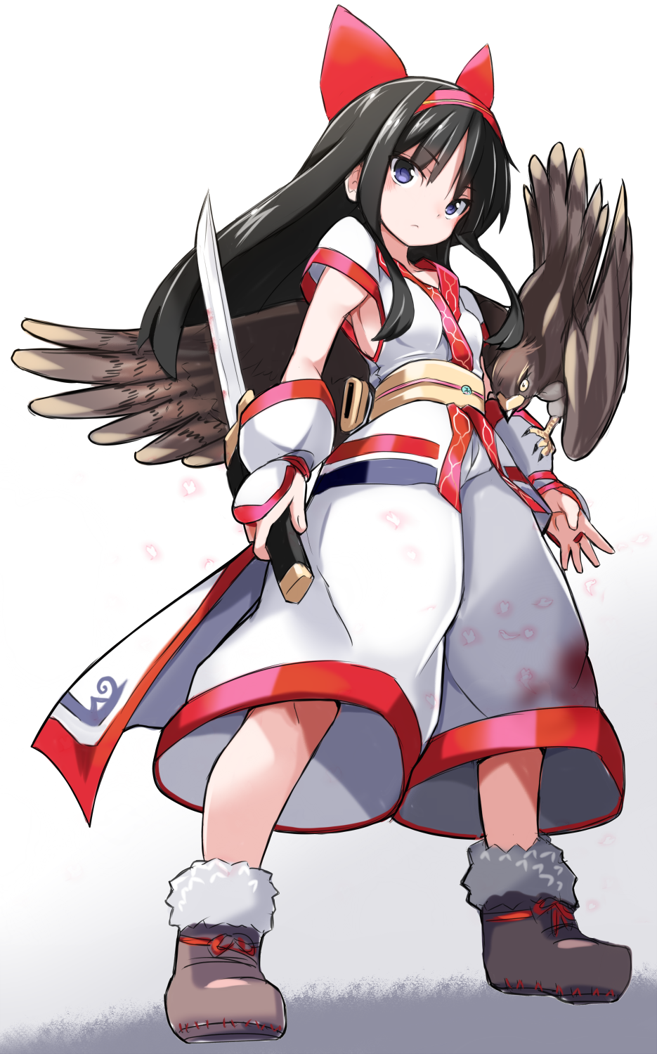 The Big Imageboard Tbib 1girl 90s Ainu Clothes Bird Black Hair Bow