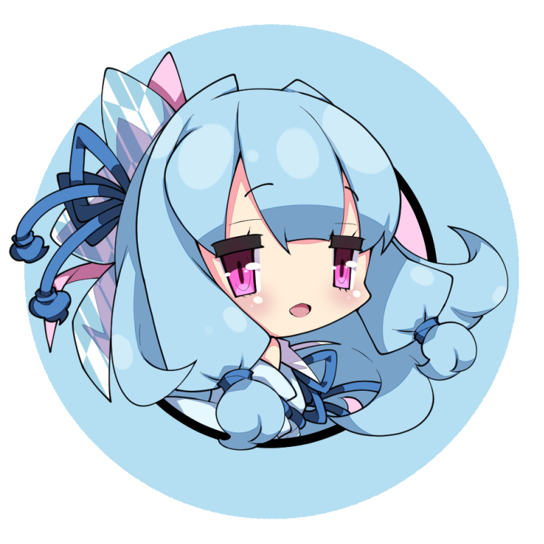 The Big ImageBoard (TBIB) - 1girl :d blue dress blue hair blue ribbon blush bow chibi collared ...