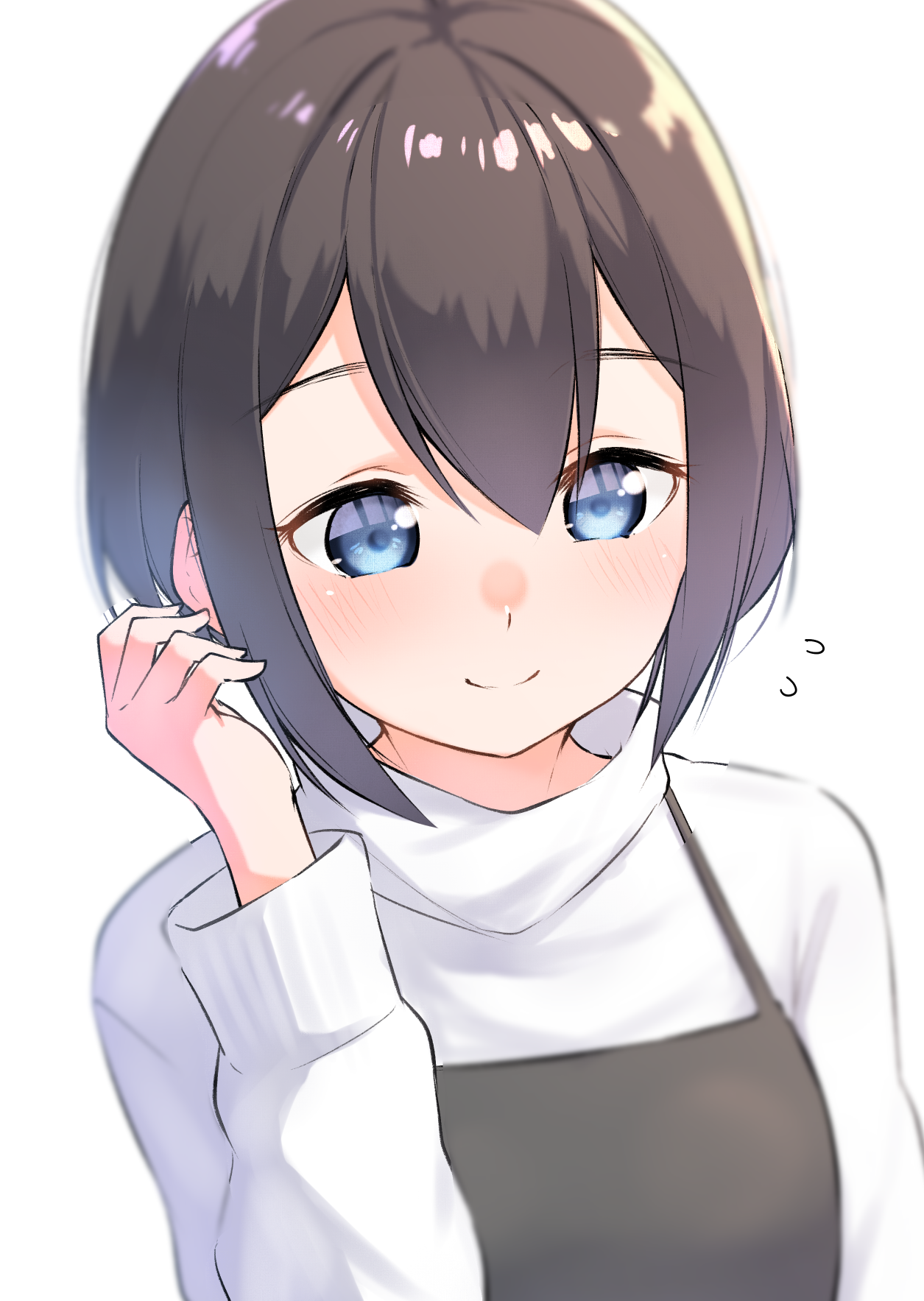 The Big ImageBoard (TBIB) - 1girl bangs black dress blue eyes blush breasts brown hair closed ...