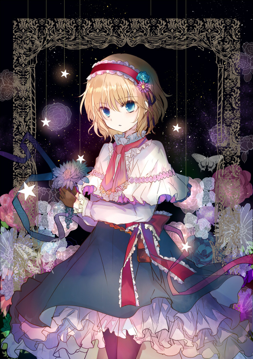 The Big ImageBoard (TBIB) - 1girl alice margatroid ascot black legwear blonde hair blue dress ...