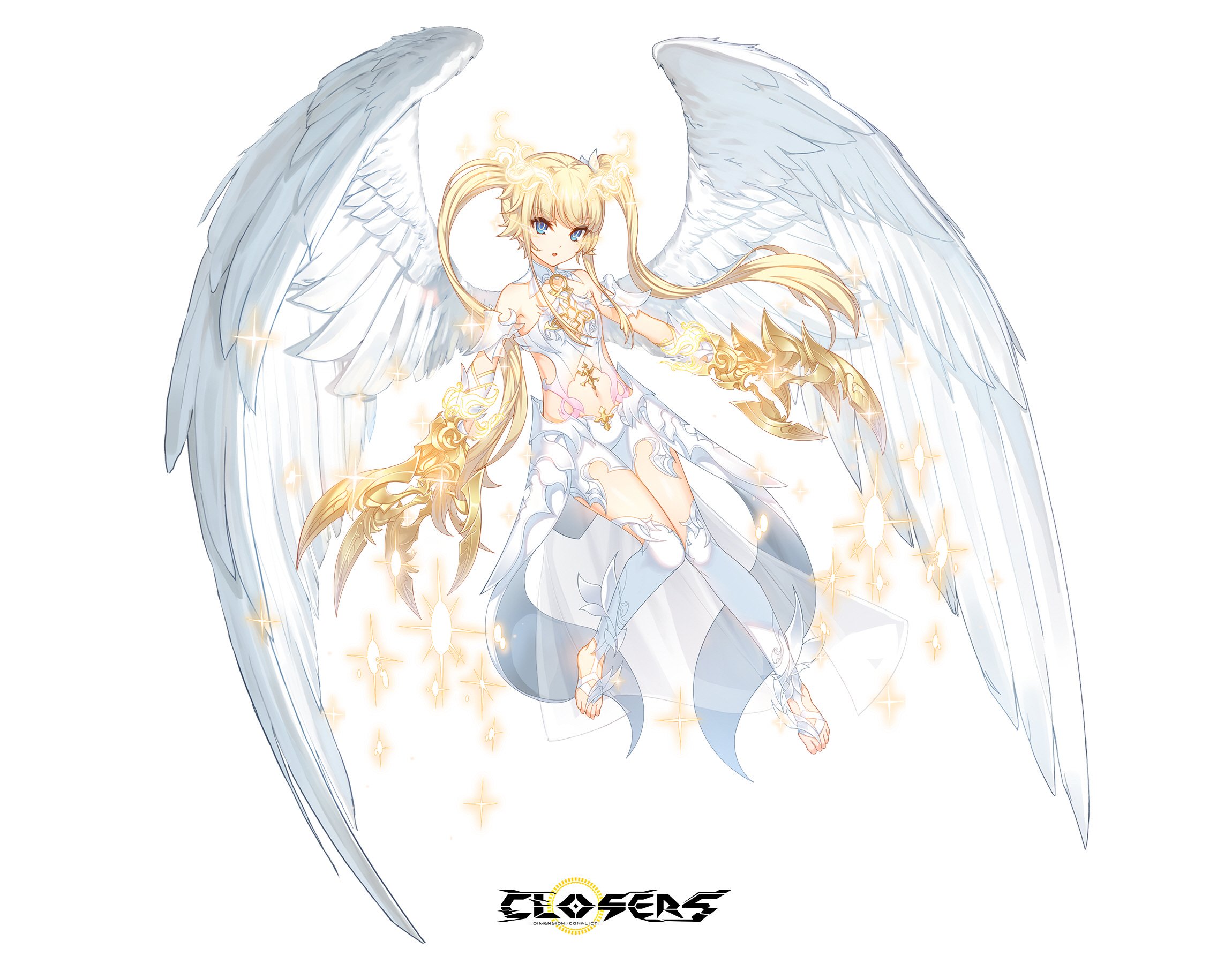 The Big Imageboard Tbib 1girl Angel Blonde Hair Blue Eyes Claws