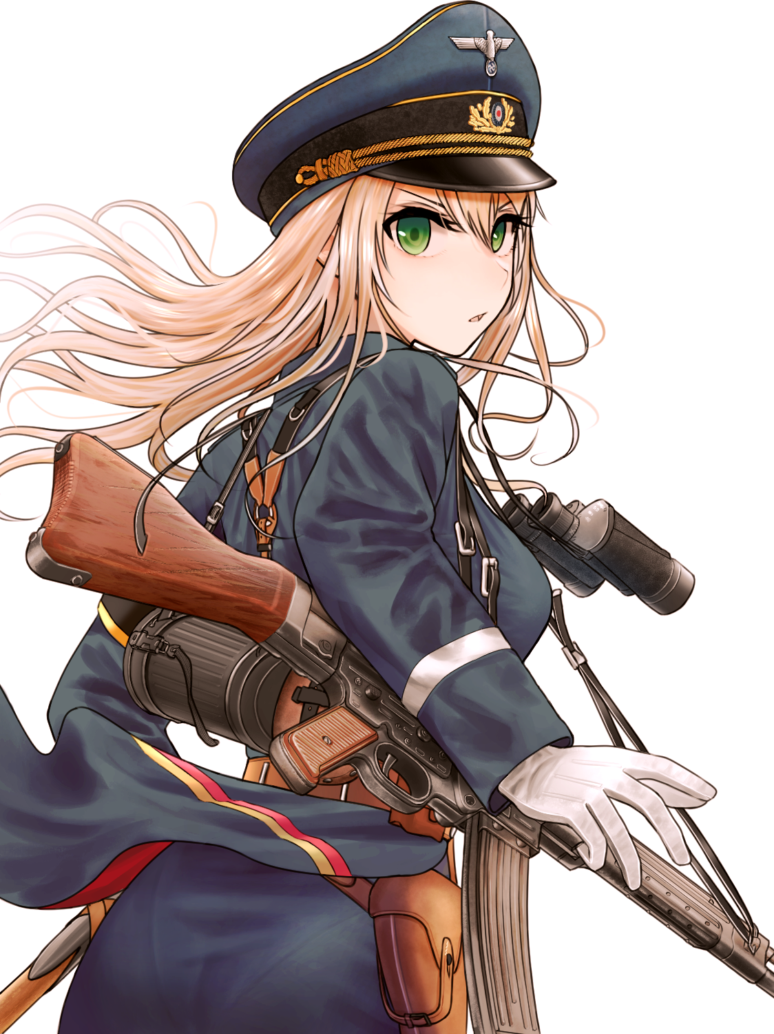 The Big ImageBoard (TBIB) - 1girl assault rifle bad id bad pixiv id binoculars blonde hair ...