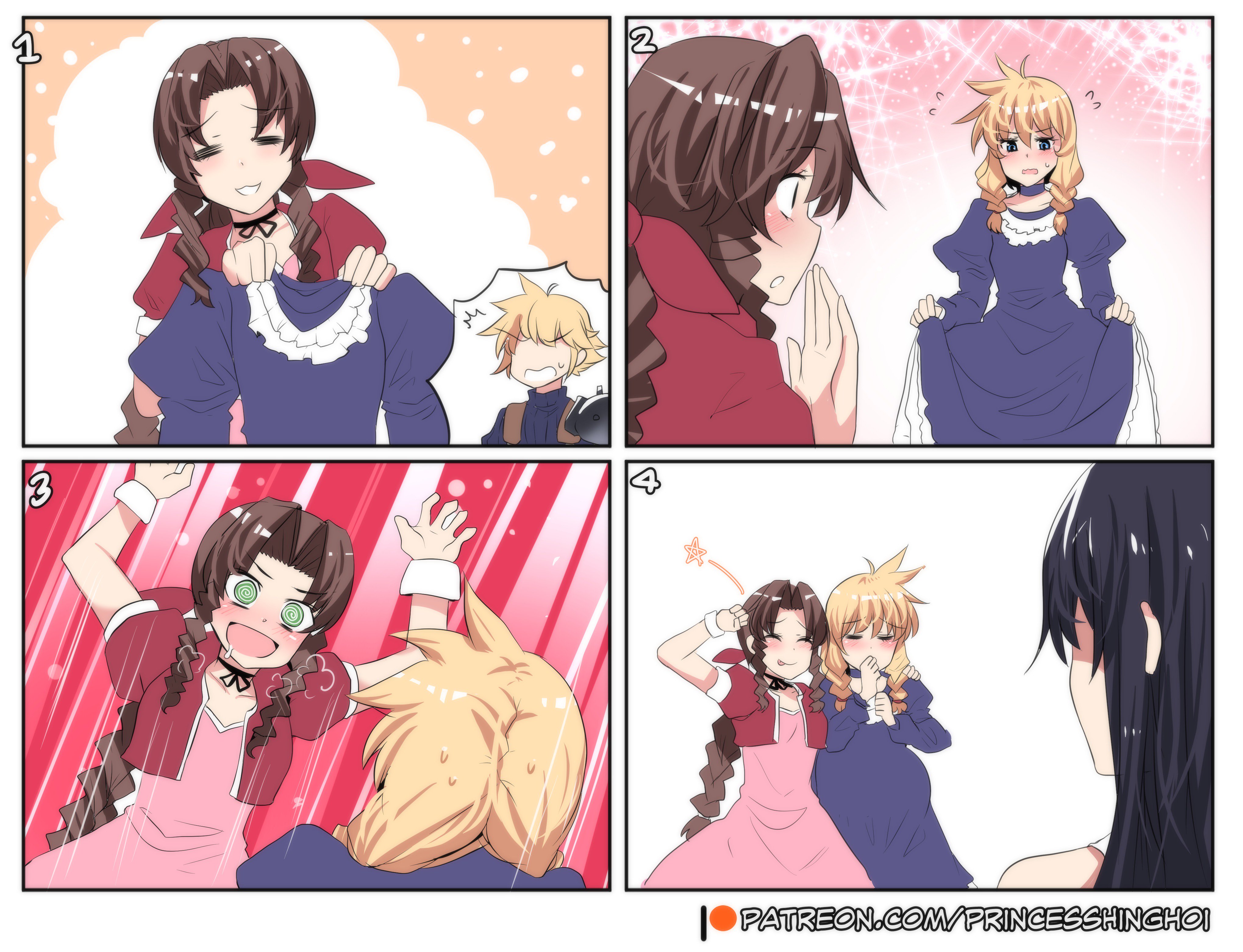 The Big ImageBoard (TBIB) - 1boy 2girls 4koma absurdres aerith gainsborough black hair blonde ...
