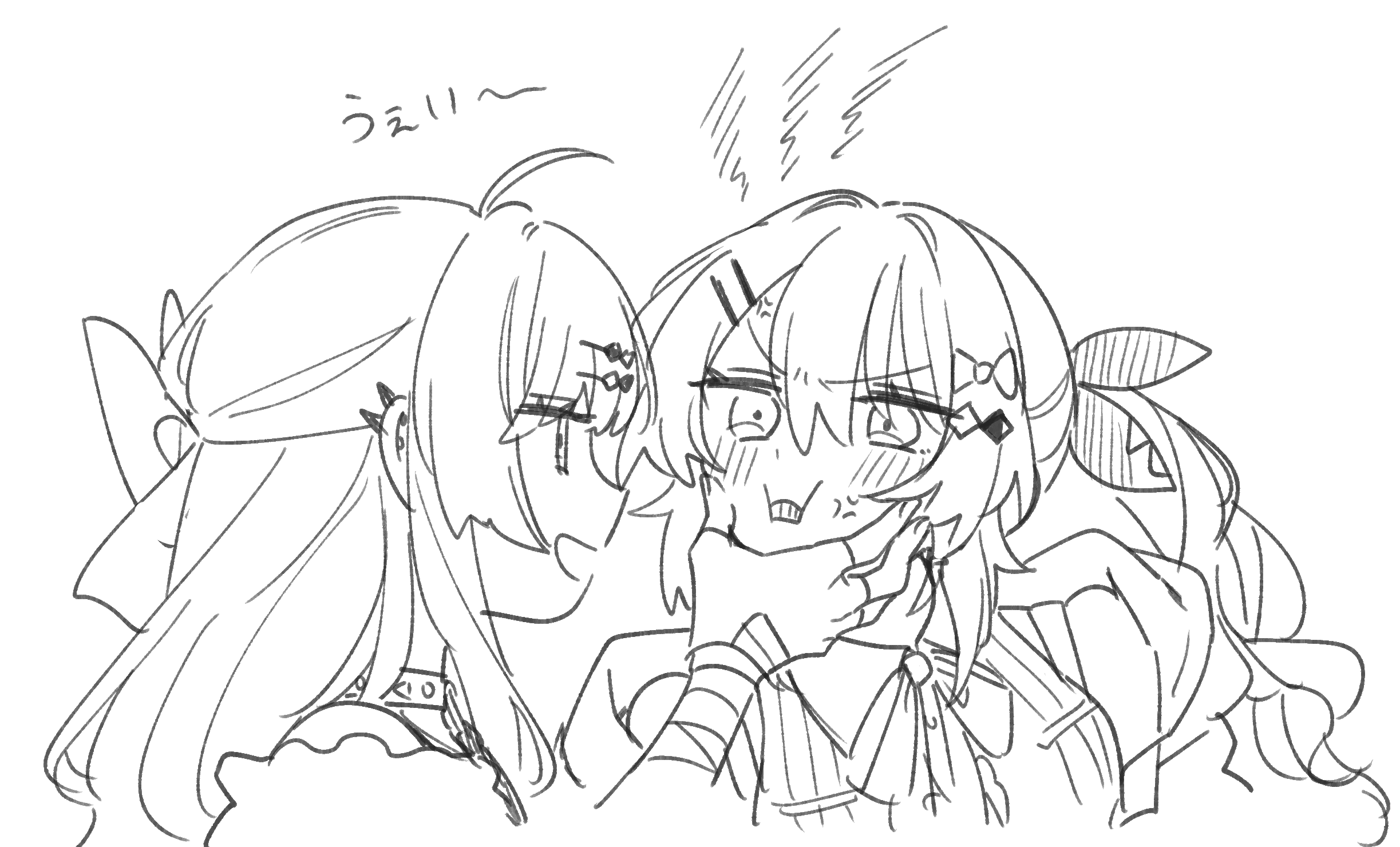 The Big Imageboard Tbib 2girls Ahoge Anger Vein Bandaged Hand