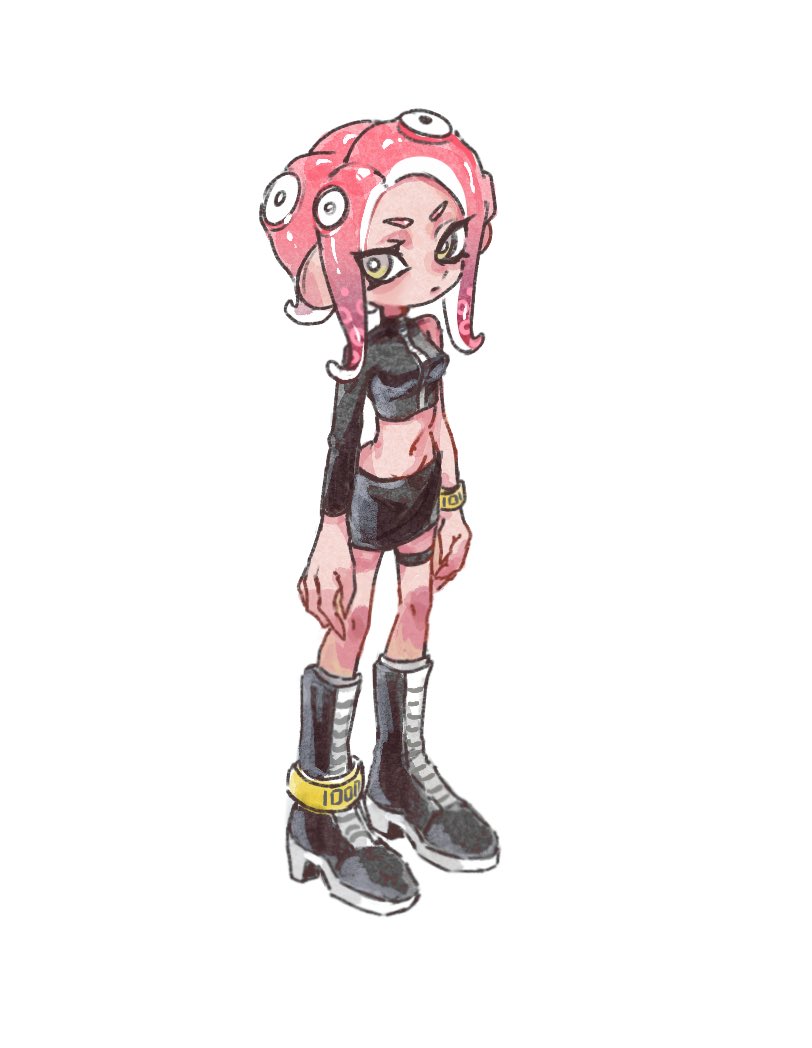 The Big ImageBoard (TBIB) - 1girl agent 8 (splatoon) arms at sides black skirt boots breasts ...
