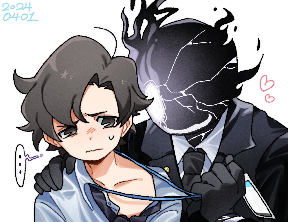 The Big ImageBoard (TBIB) - ... 2boys black fire black necktie black suit black suit (blue ...