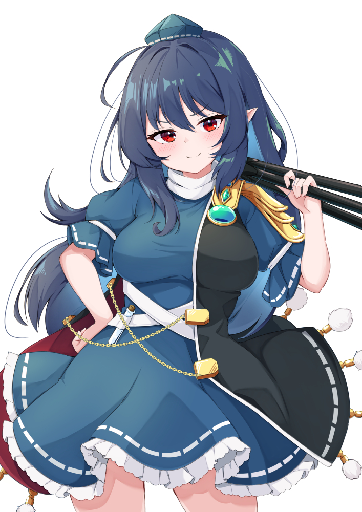 The Big ImageBoard (TBIB) - 1girl black coat blue dress blue hair blue hat breasts coat cowboy ...