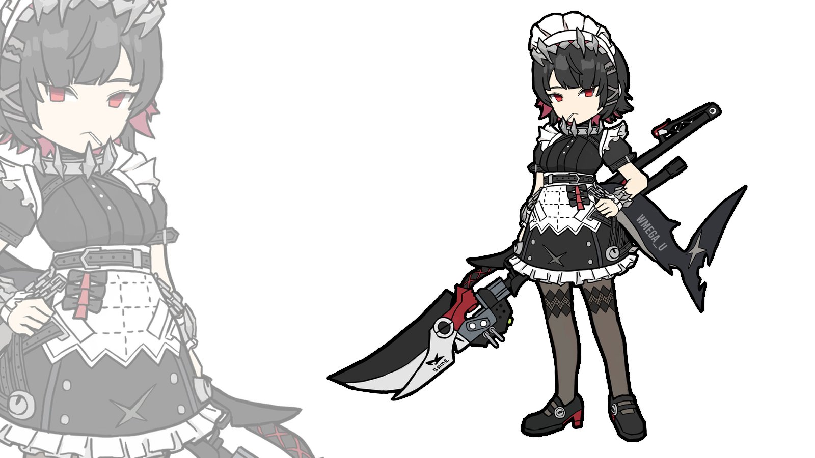 The Big ImageBoard (TBIB) - 1girl apron black dress black footwear black hair brown pantyhose ...