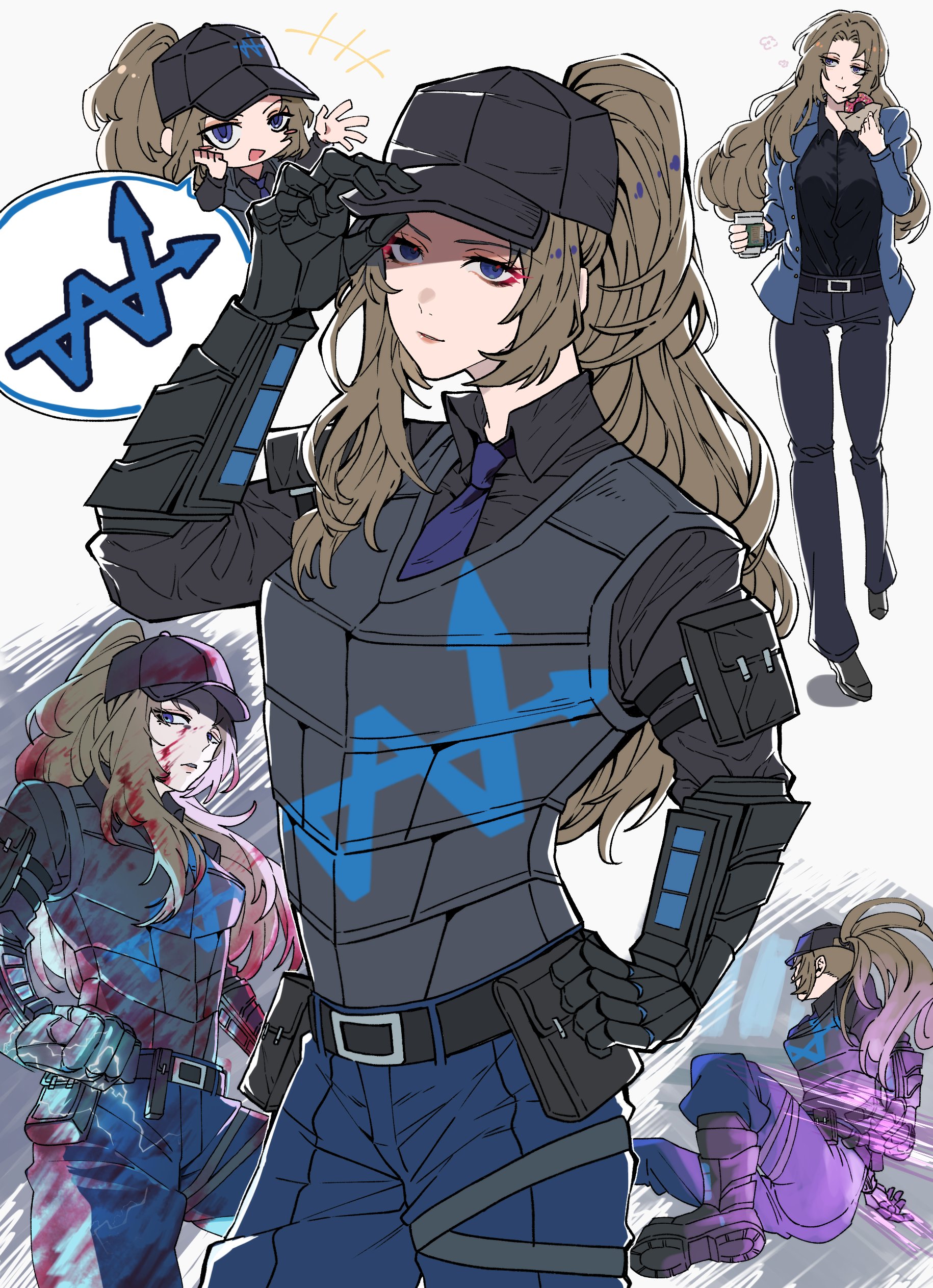 The Big ImageBoard (TBIB) - 1girl absurdres black pants black shirt black vest blue eyes blue ...