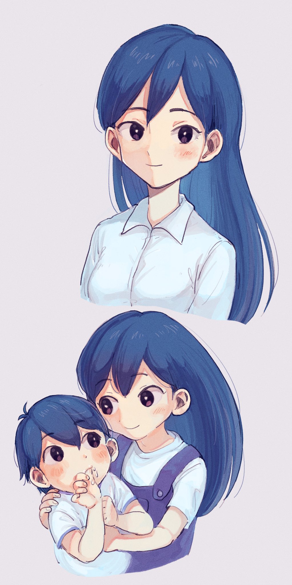 The Big ImageBoard (TBIB) - 1boy 1girl aged down black eyes black hair blush bright pupils ...