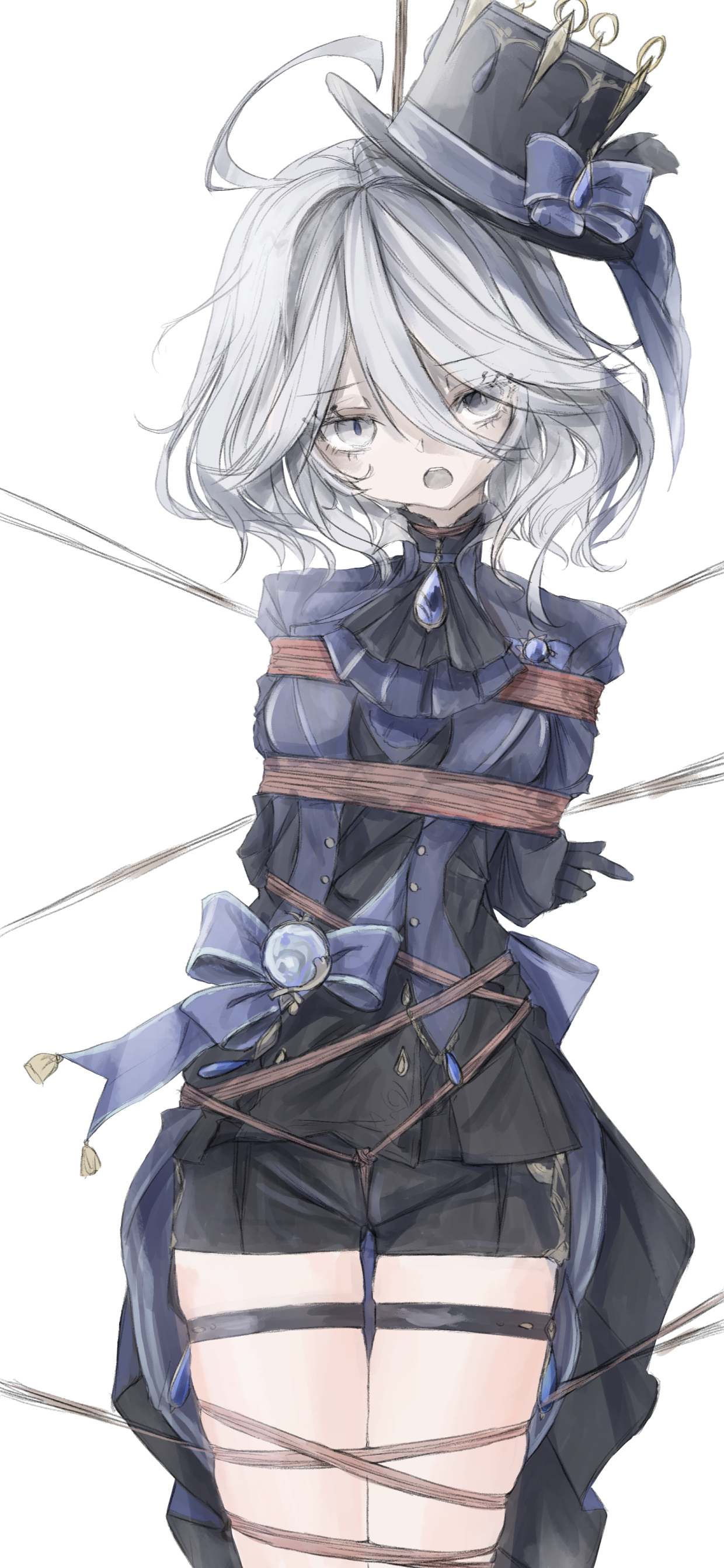 The Big ImageBoard (TBIB) - 1girl absurdres ahoge anklet aqua gemstone arms behind back ascot ...