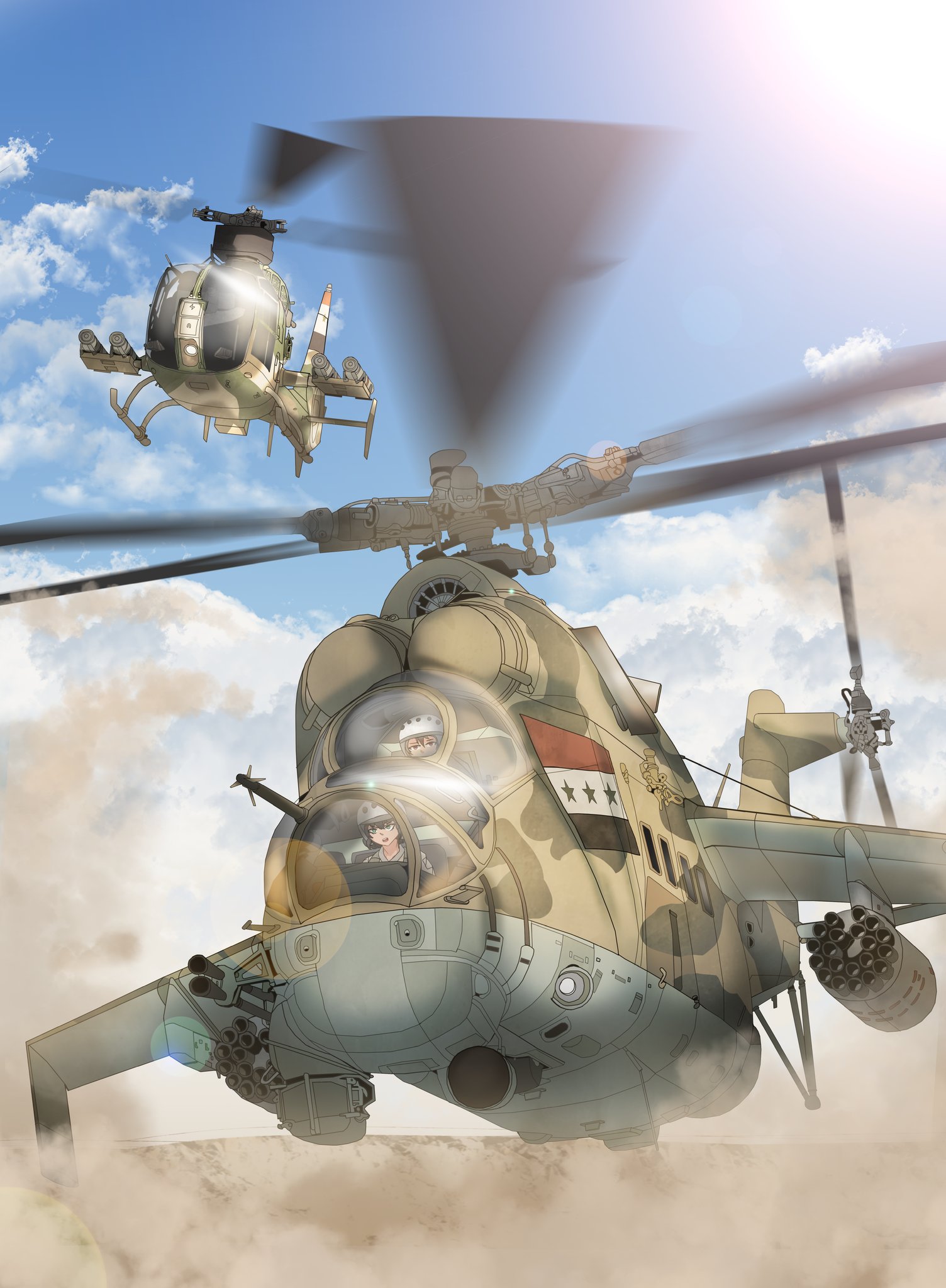 The Big ImageBoard (TBIB) - 2girls aerospatiale gazelle aircraft attack helicopter blue sky ...