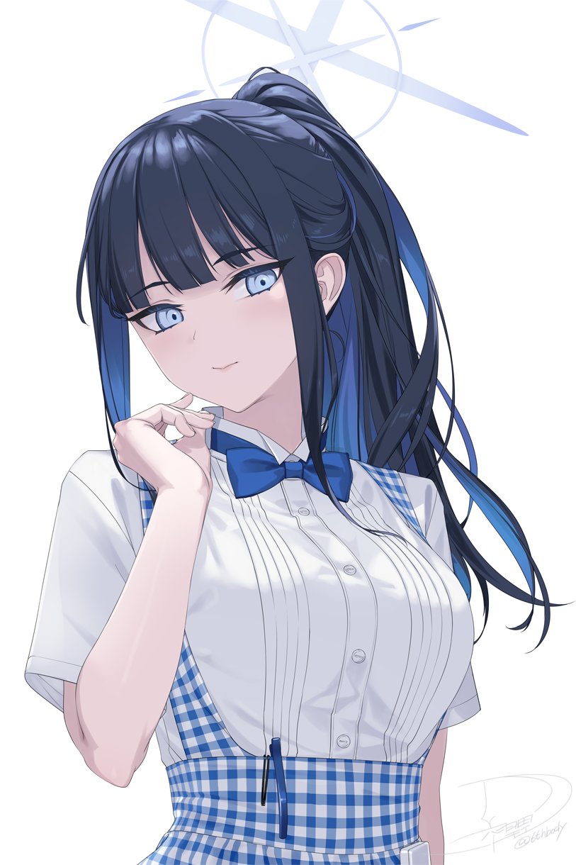 The Big ImageBoard (TBIB) - 1girl apron blue apron blue archive blue bow blue bowtie blue eyes ...