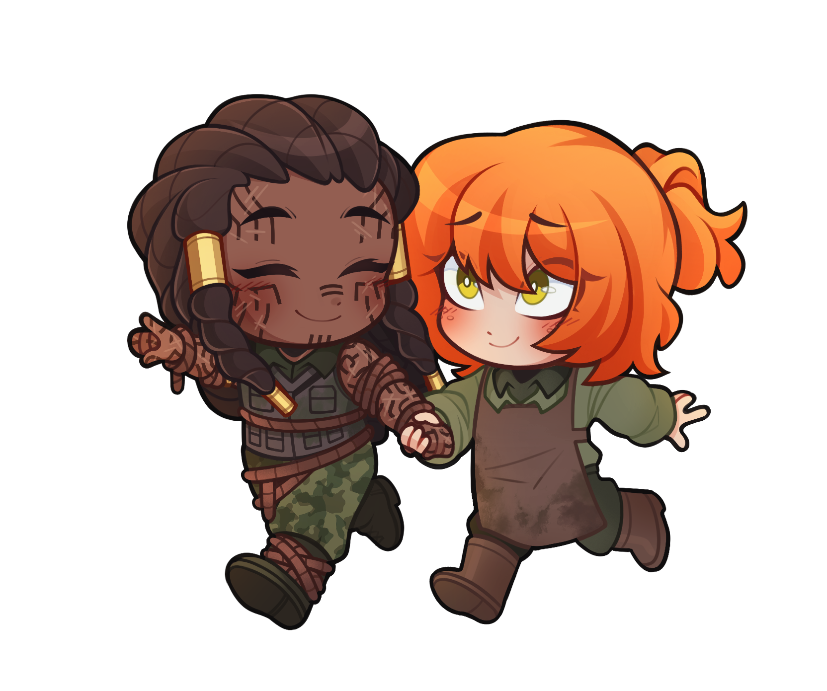 The Big ImageBoard (TBIB) - 2girls apron arm tattoo black footwear blush brown apron brown ...