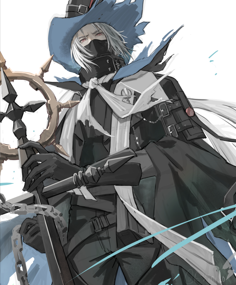 The Big ImageBoard (TBIB) - 1boy anchor arknights belt black cape black gloves black hat black ...