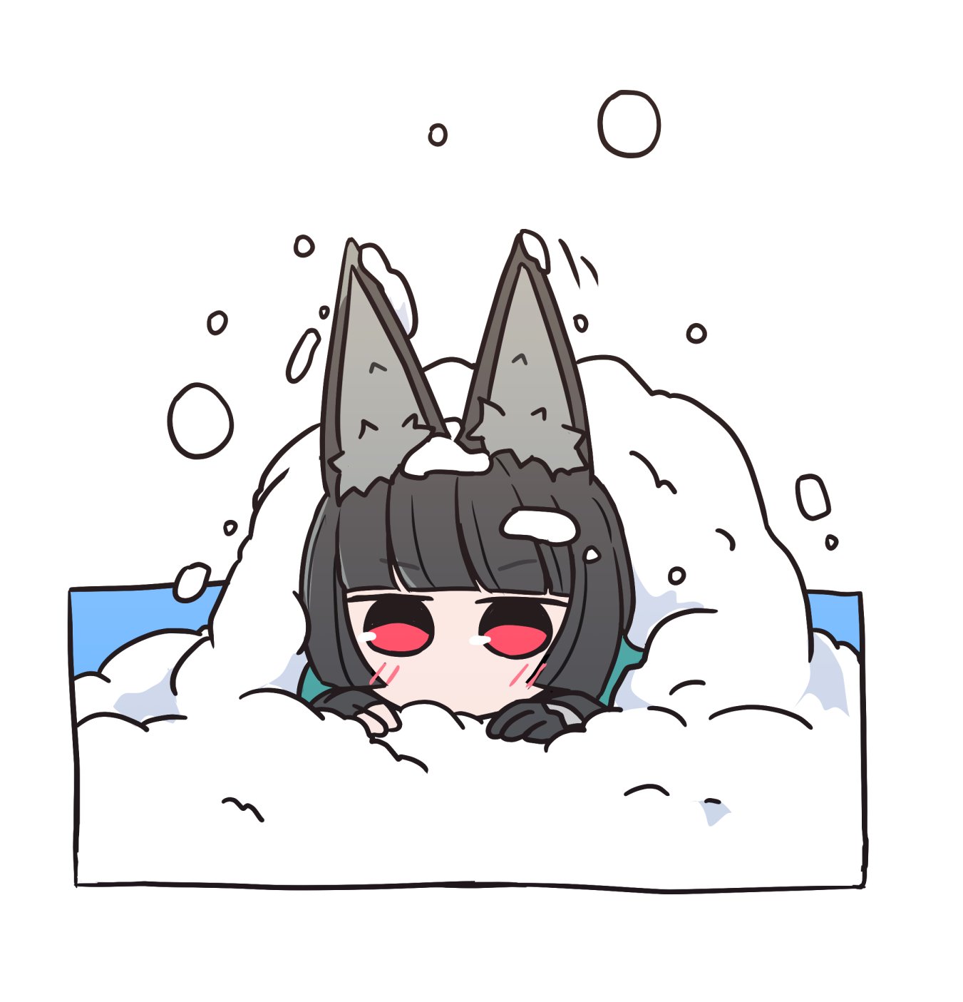 The Big ImageBoard (TBIB) - 1girl animal ears black gloves black hair blunt bangs chibi ...