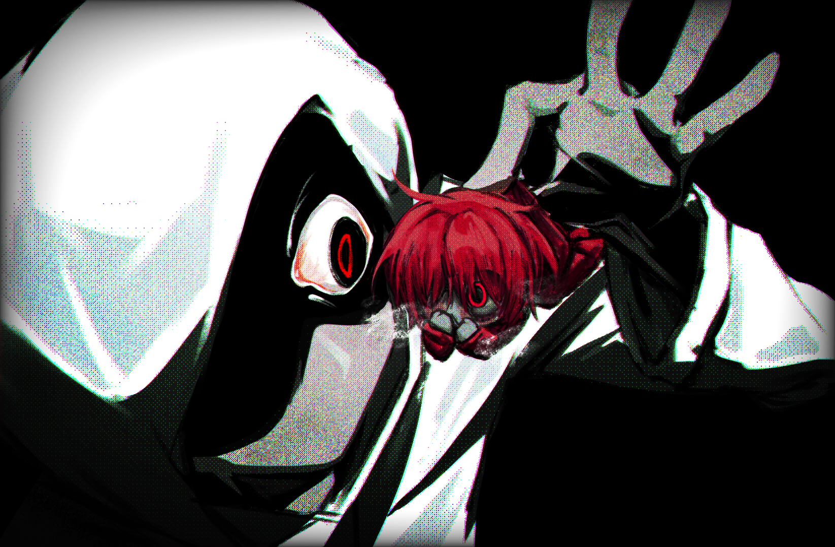 The Big ImageBoard (TBIB) - 1boy 1girl black background black eyes bloodshot eyes blush chinese ...