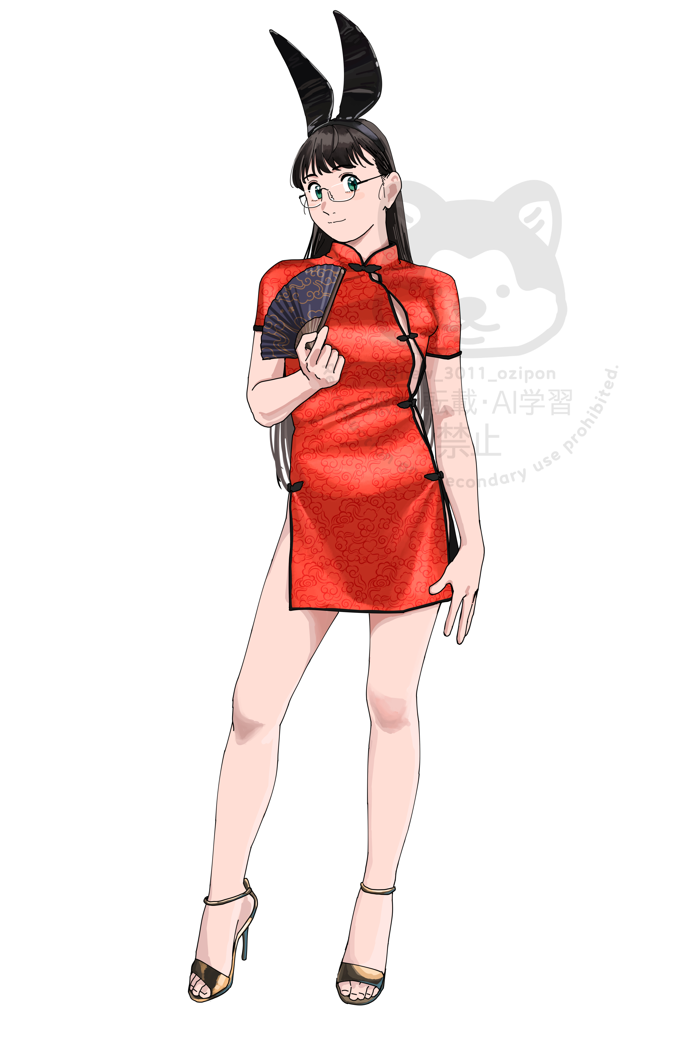 The Big ImageBoard (TBIB) - 1girl absurdres alternate hairstyle animal ears black hair china ...