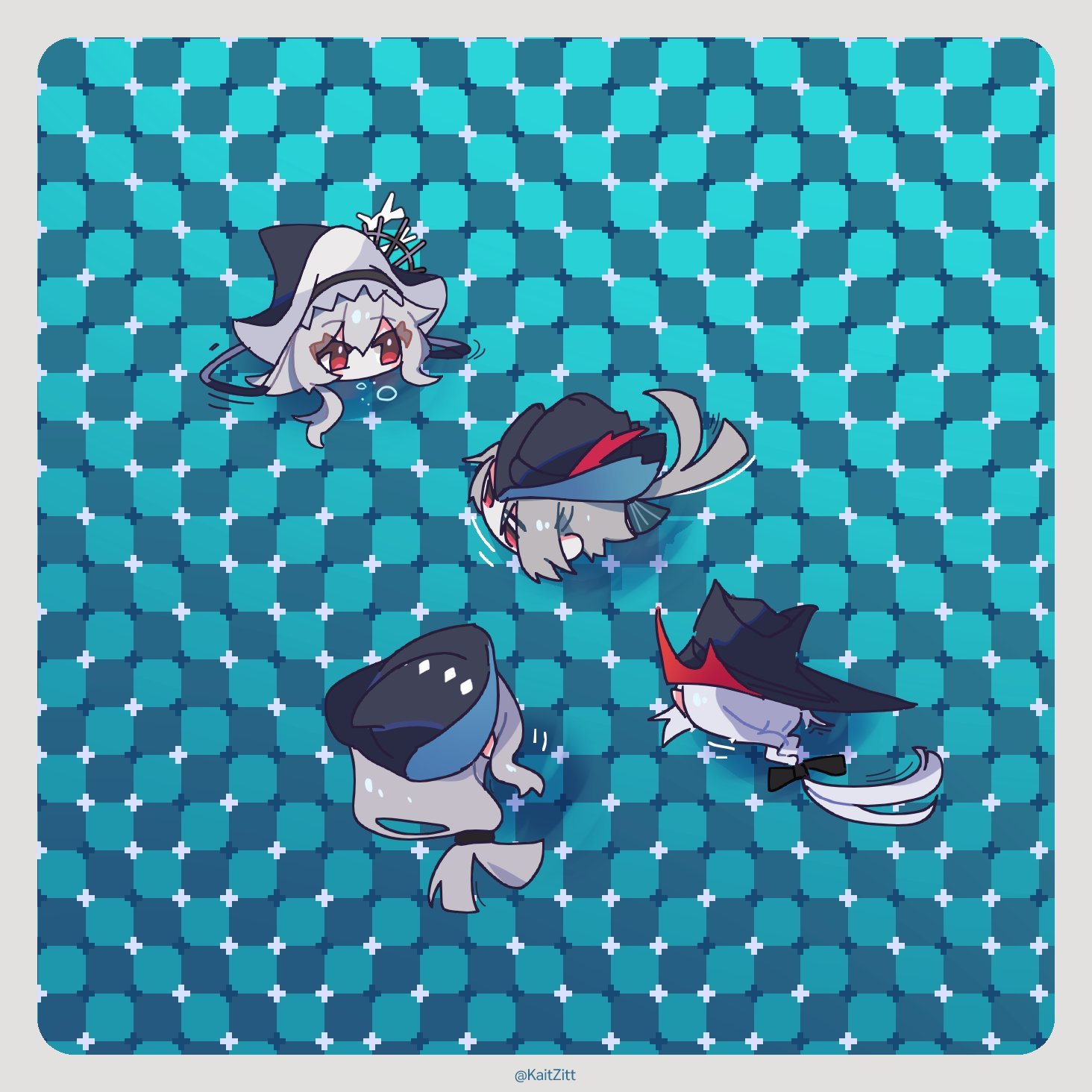 The Big ImageBoard (TBIB) - 1boy 3girls arknights black bow black hat ...