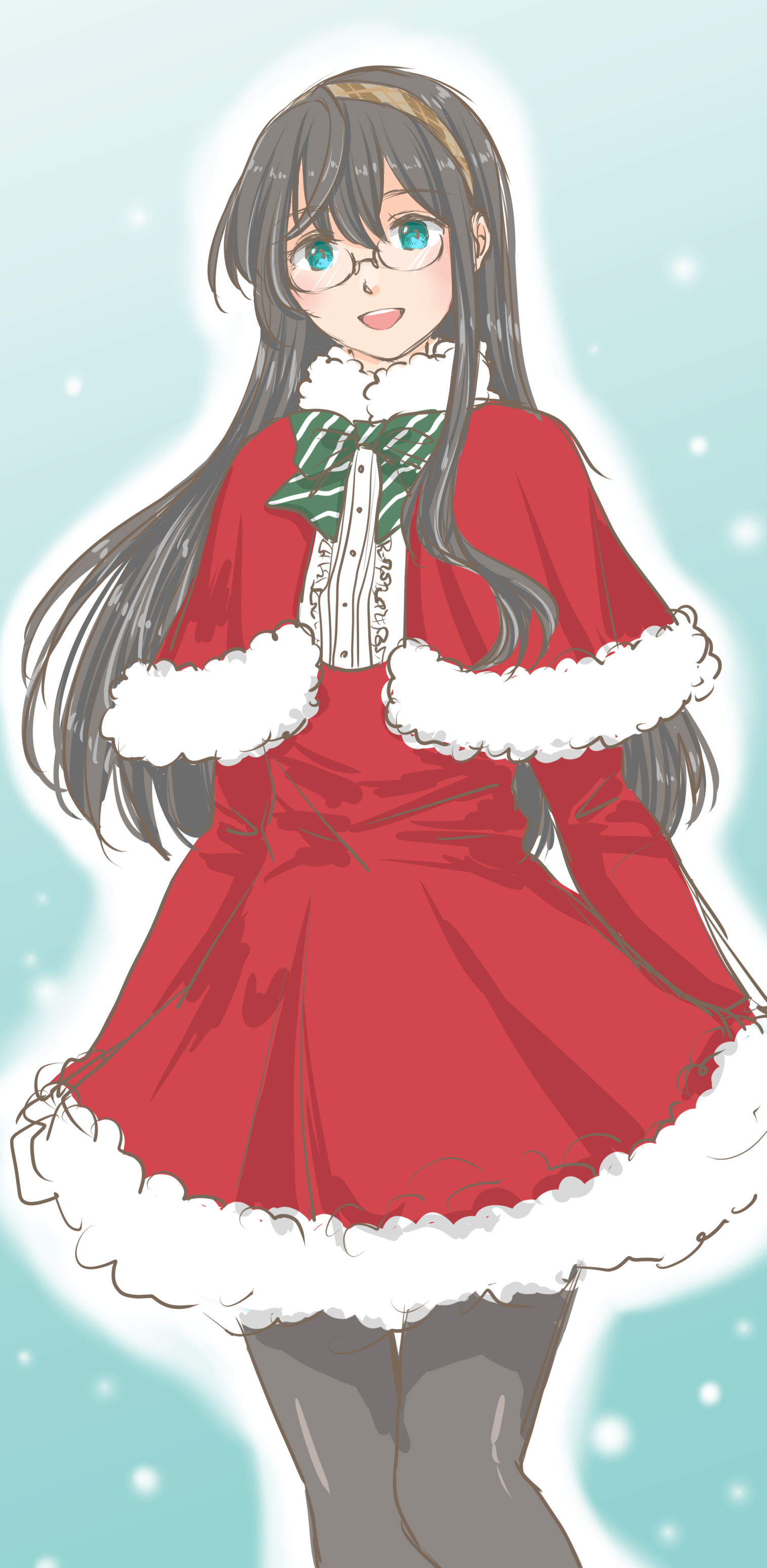 The Big ImageBoard (TBIB) - 1girl absurdres blue background bow bowtie capelet dress feet out of ...