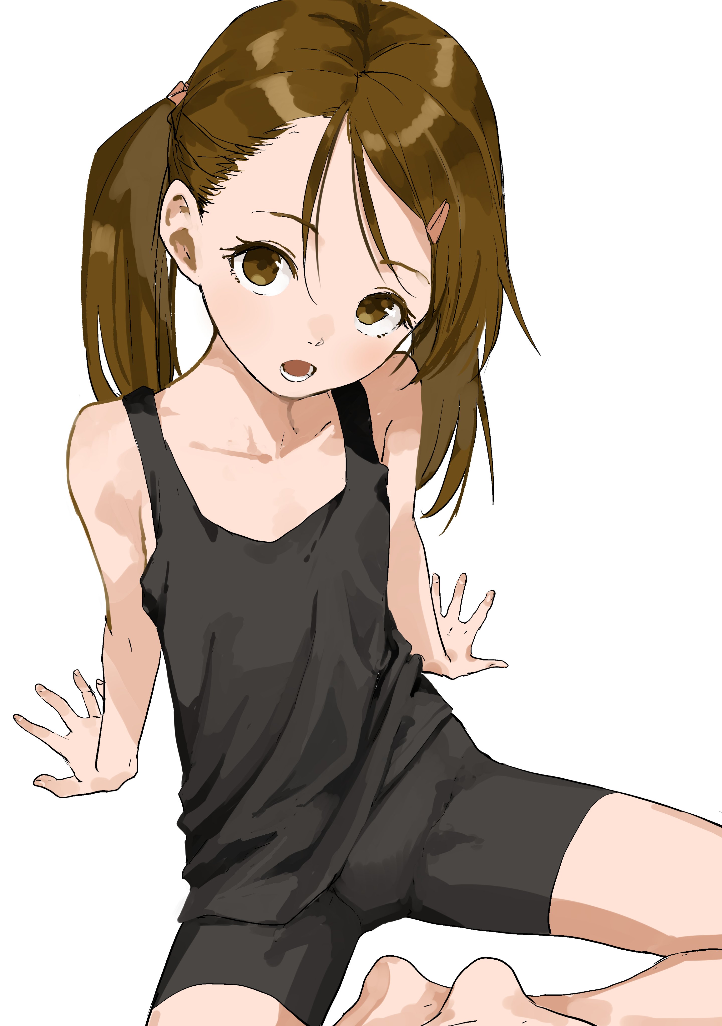 The Big ImageBoard (TBIB) - 1girl absurdres arm support asymmetrical bangs bare arms bare ...