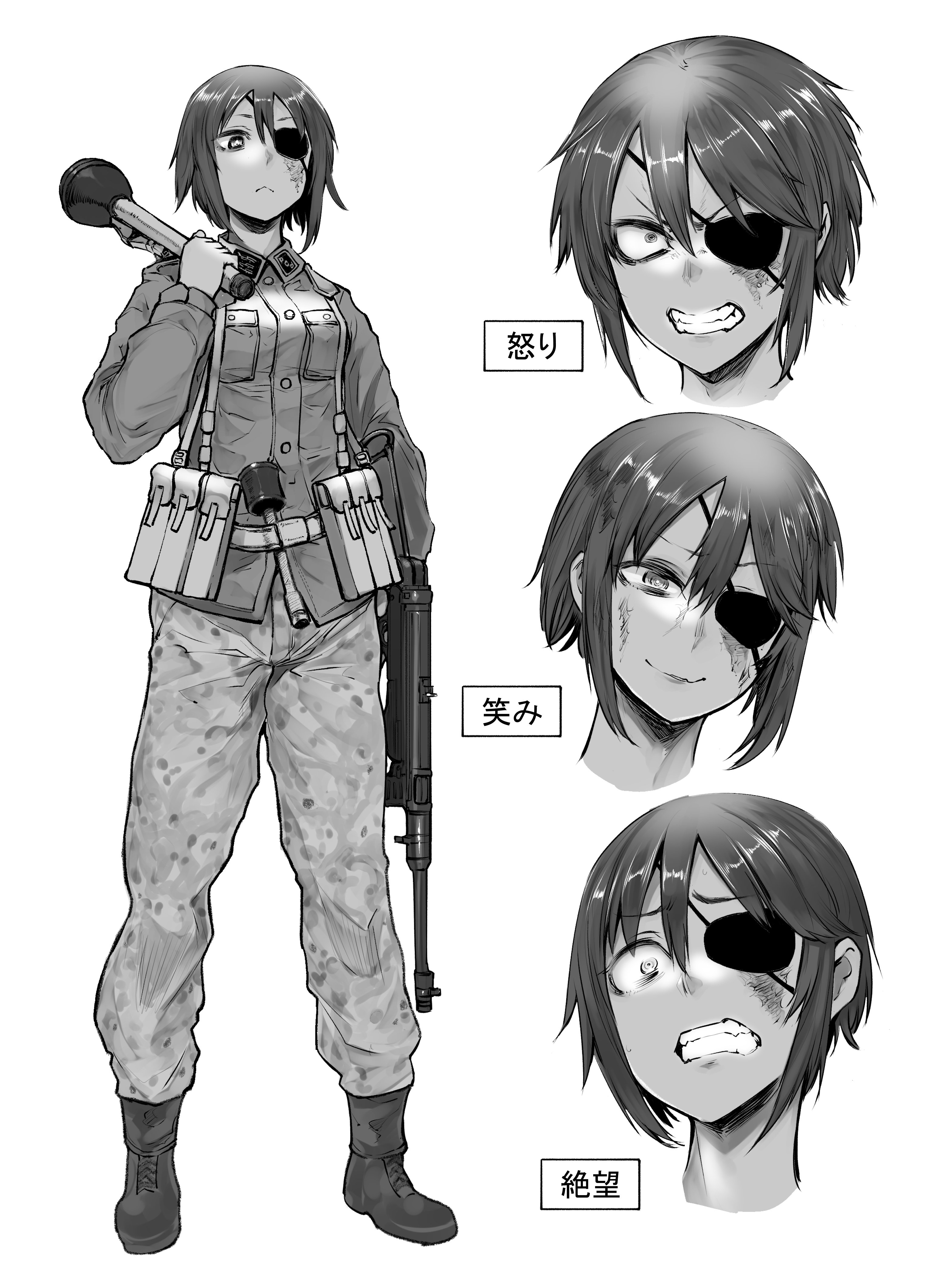 The Big ImageBoard (TBIB) - 1girl absurdres ammunition pouch army belt boots clenched teeth ...