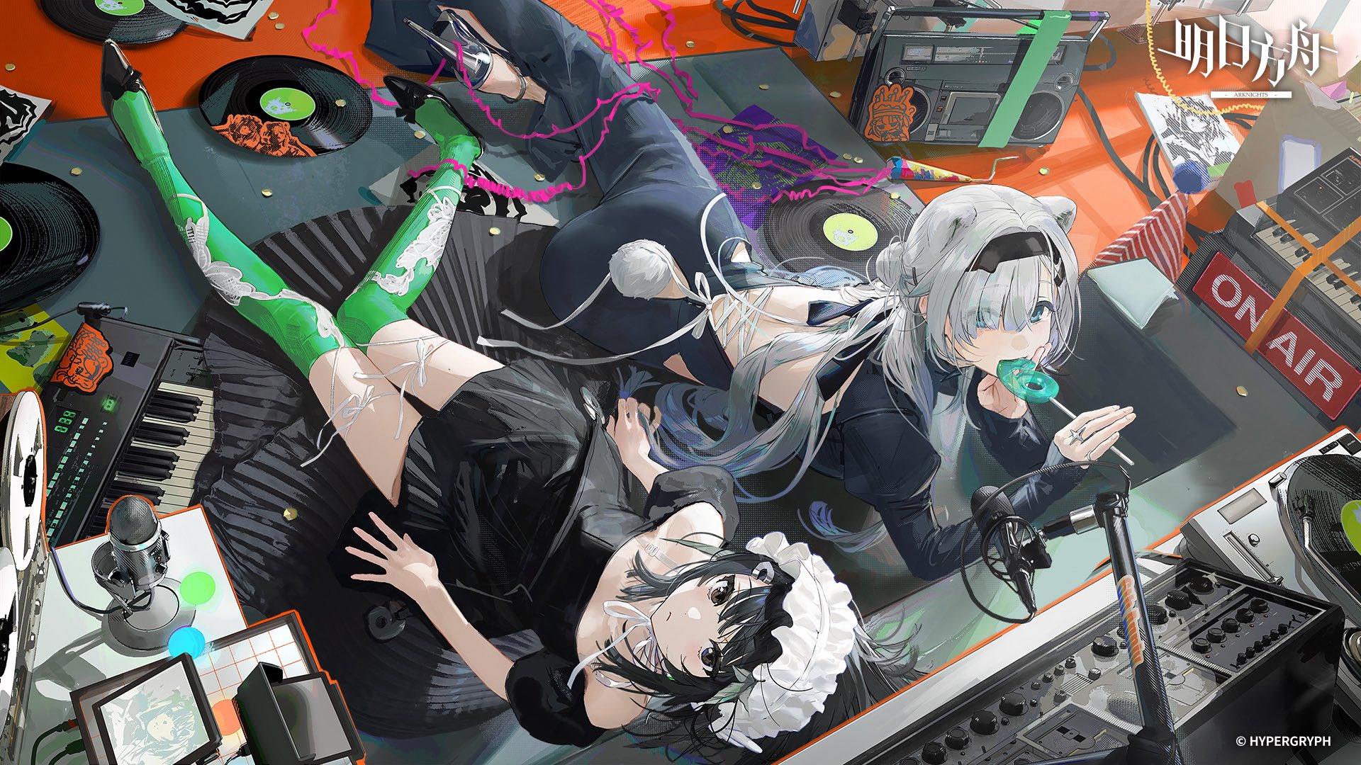 The Big ImageBoard (TBIB) - 2girls animal ears aqua eyes arknights aurora (arknights) backless ...