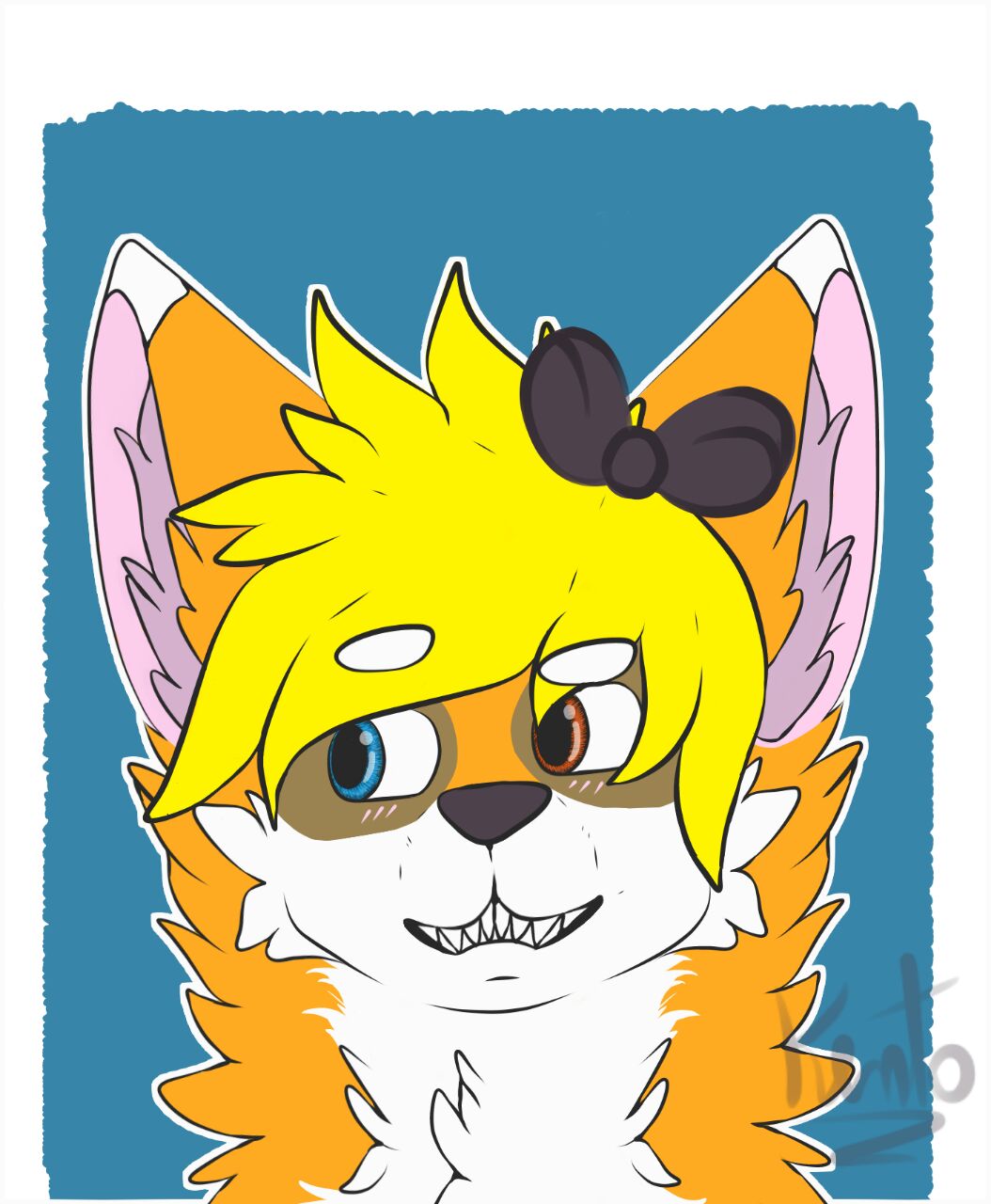 The Big Imageboard Tbib Ambiguous Gender Black Nose Blonde Hair Blue Background Blue Eyes