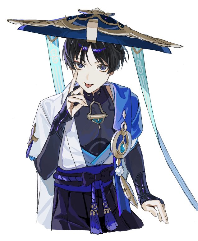 The Big ImageBoard (TBIB) - 1boy 42u16 akanbe armor black hair blue eyes cropped legs eyelid ...