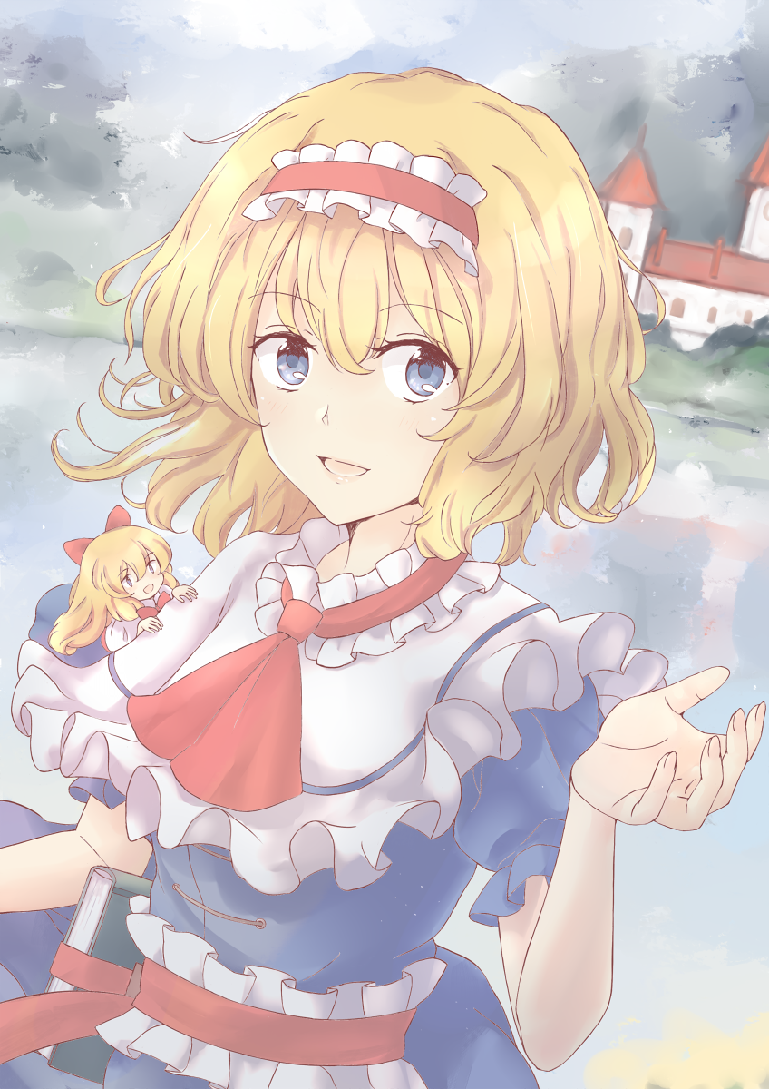 The Big ImageBoard (TBIB) - 1girl acoco alice margatroid arm up blonde hair blue dress blue eyes ...