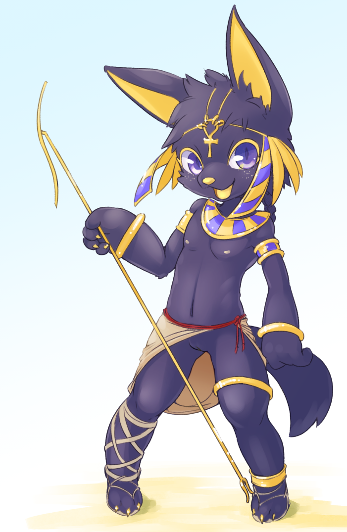 The Big ImageBoard (TBIB) - andromorph ankh anklet anthro armlet black body black fur blue eyes ...
