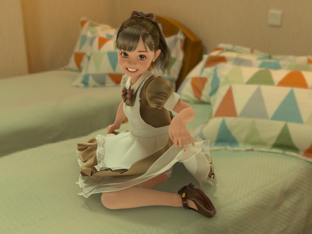 The Big Imageboard Tbib 1girl 3d Apron Blender Medium Blue Eyes