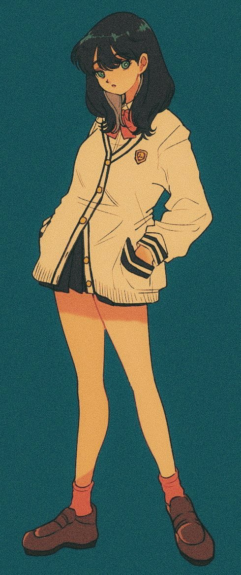 The Big Imageboard Tbib 1girl Black Hair Black Skirt Blue