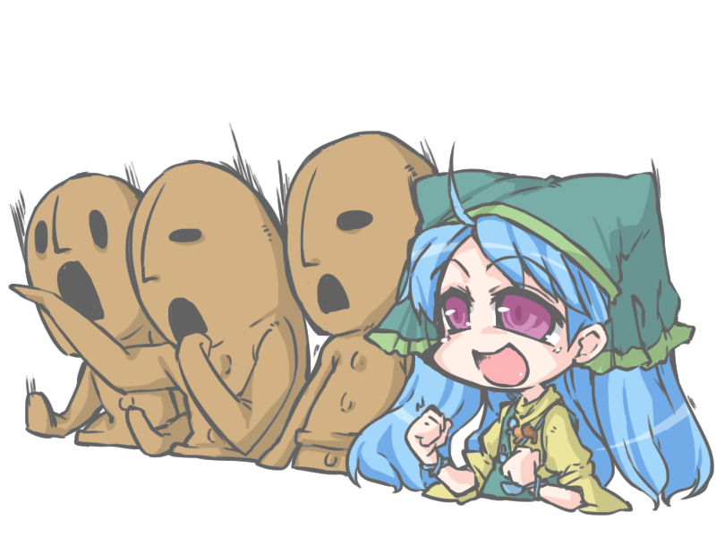 The Big ImageBoard (TBIB) - 1girl ^^^ ahoge blue hair chibi clenched ...