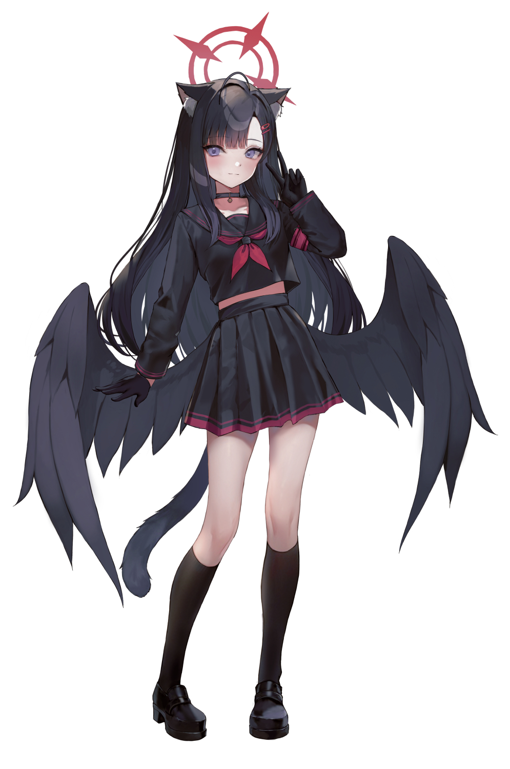 The Big ImageBoard (TBIB) - 1girl black choker black footwear black gloves black hair black ...