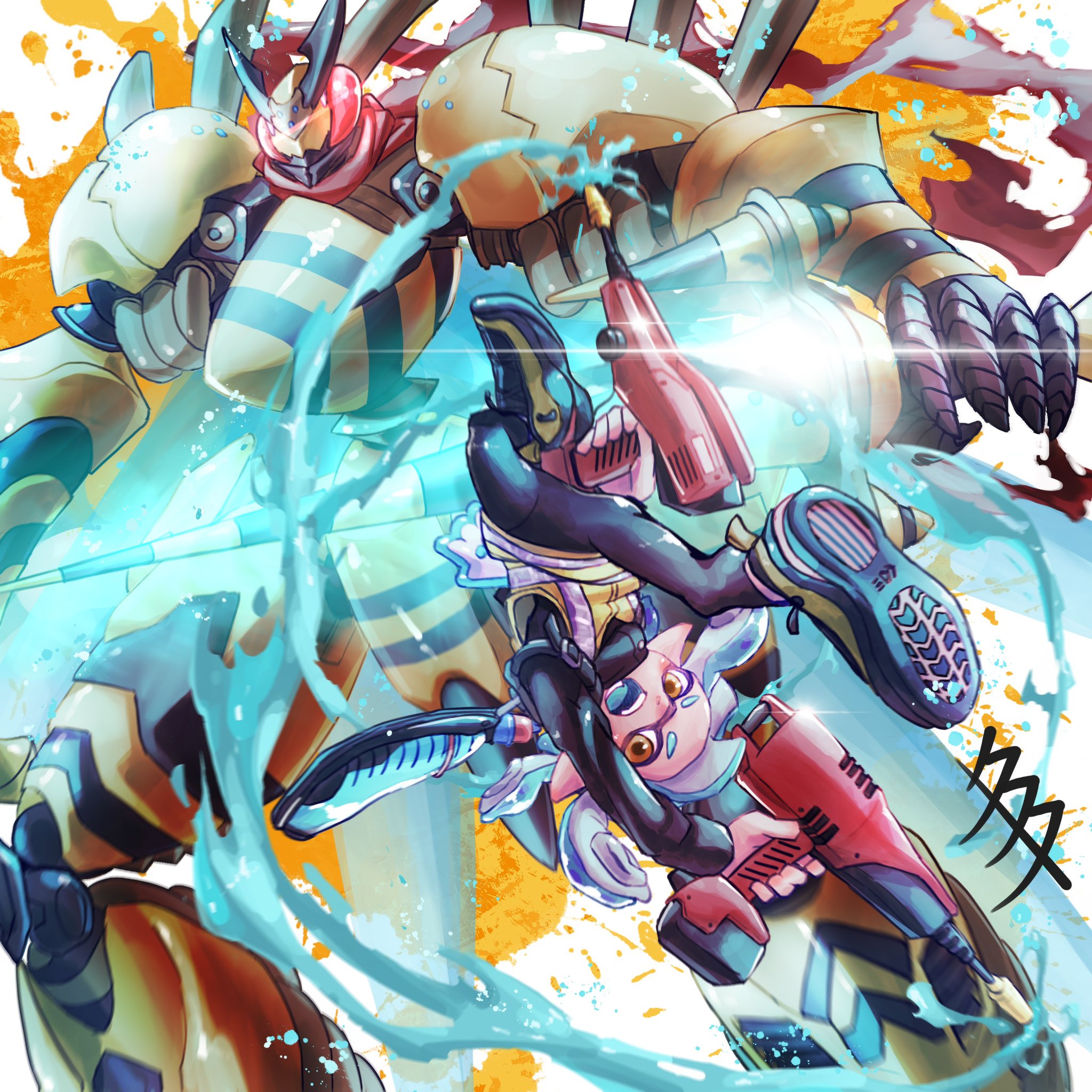 The Big ImageBoard (TBIB) - armor black pantyhose blue hair brown eyes bug compound eyes ...