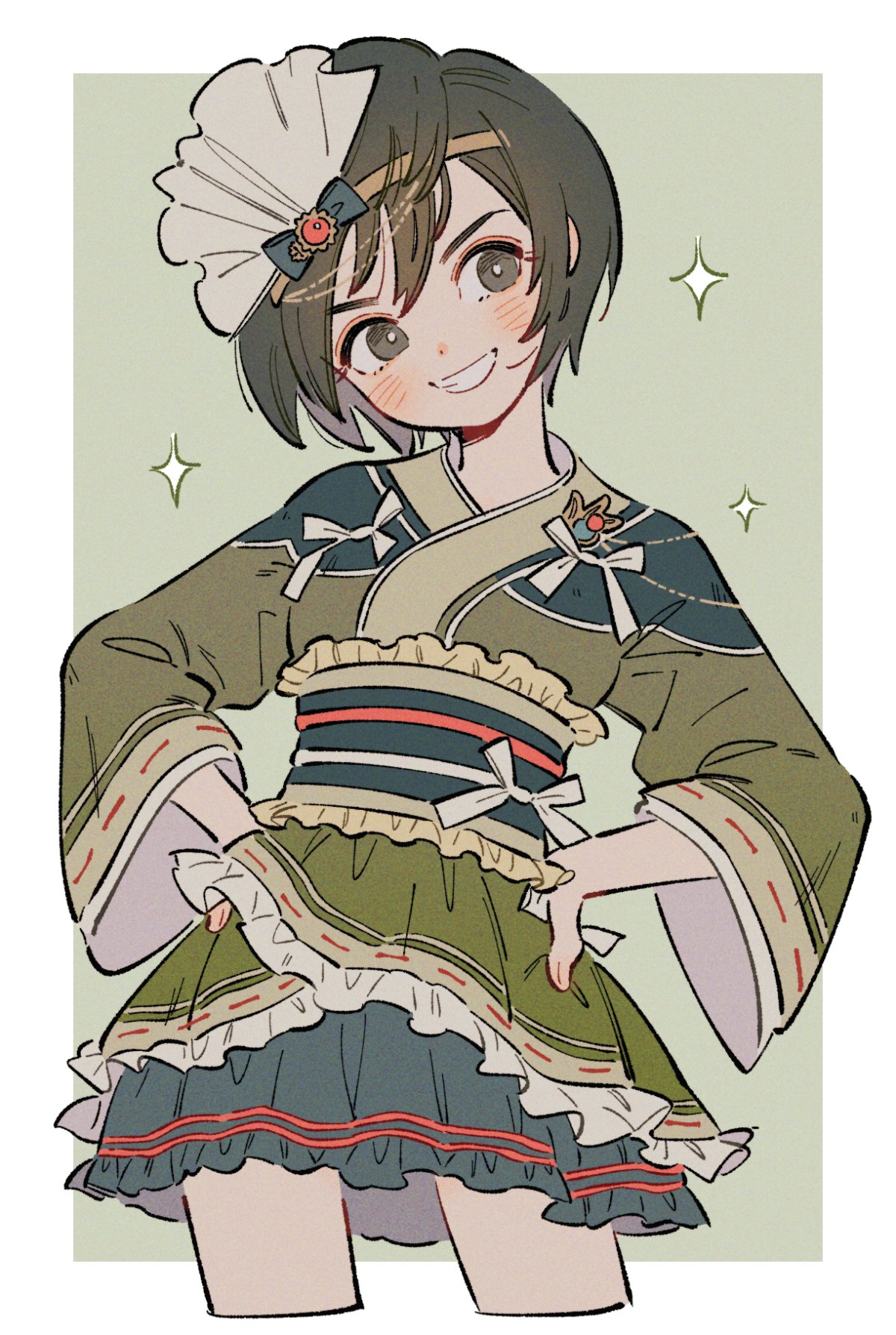 The Big ImageBoard (TBIB) - 1girl blush border bright pupils cowboy ...