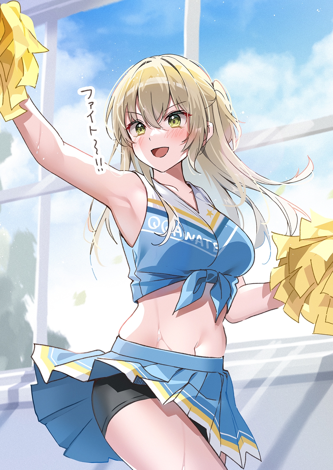 The Big ImageBoard (TBIB) - 1girl :d armpits bike shorts bike shorts under skirt black shorts ...